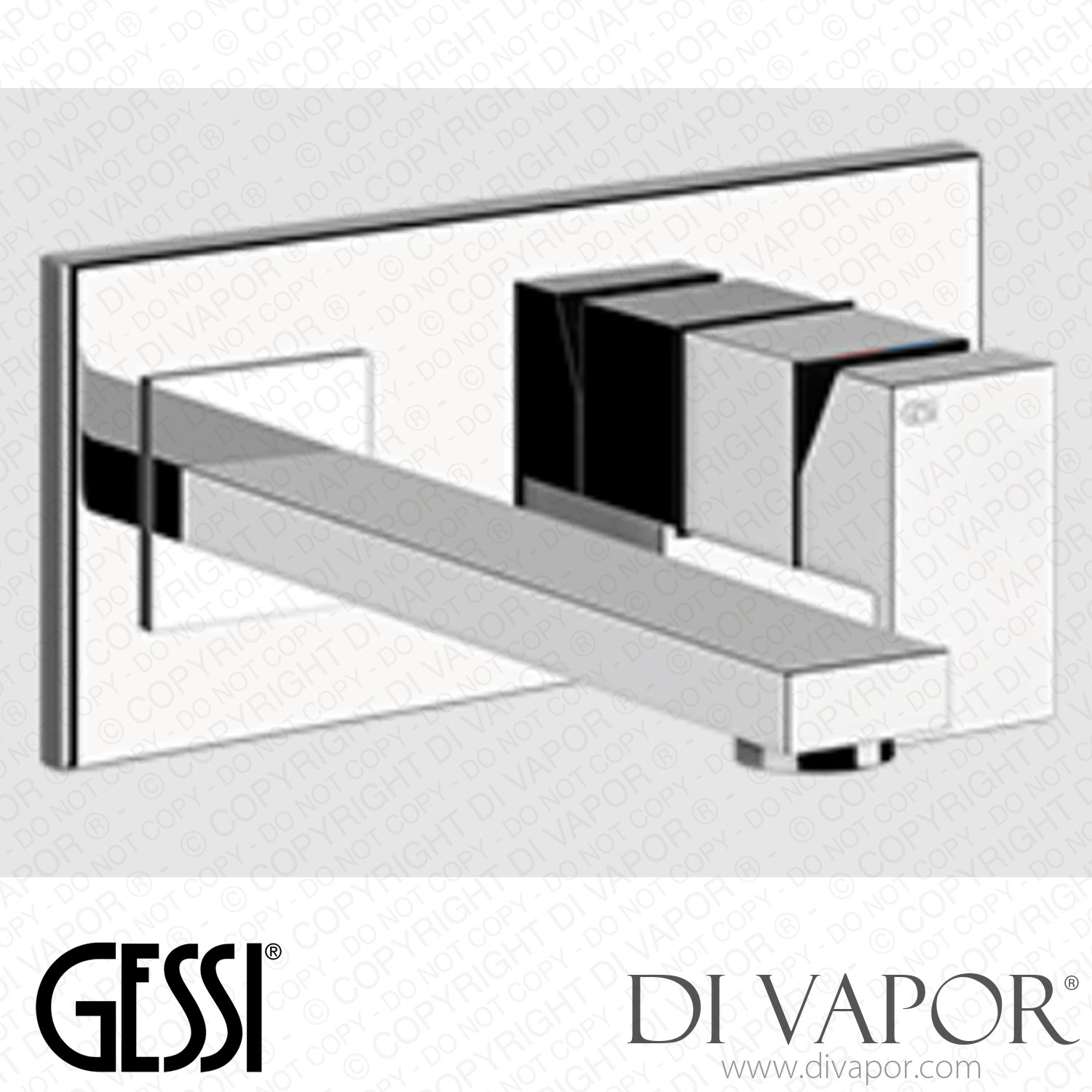 Gessi External Parts Wall-mounted Mixer, Medium Spout, Without Waste ...