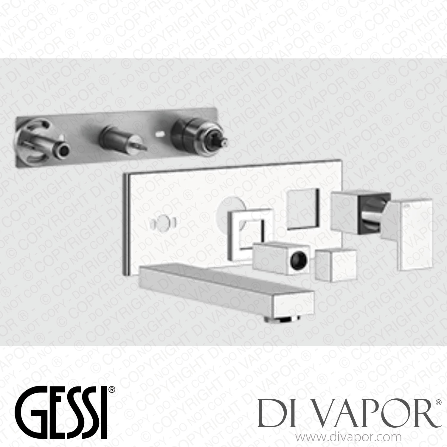 Gessi External Parts For Two-way Built-in Shower Mixer With Tub-filler Spout And Diverter (Art ...