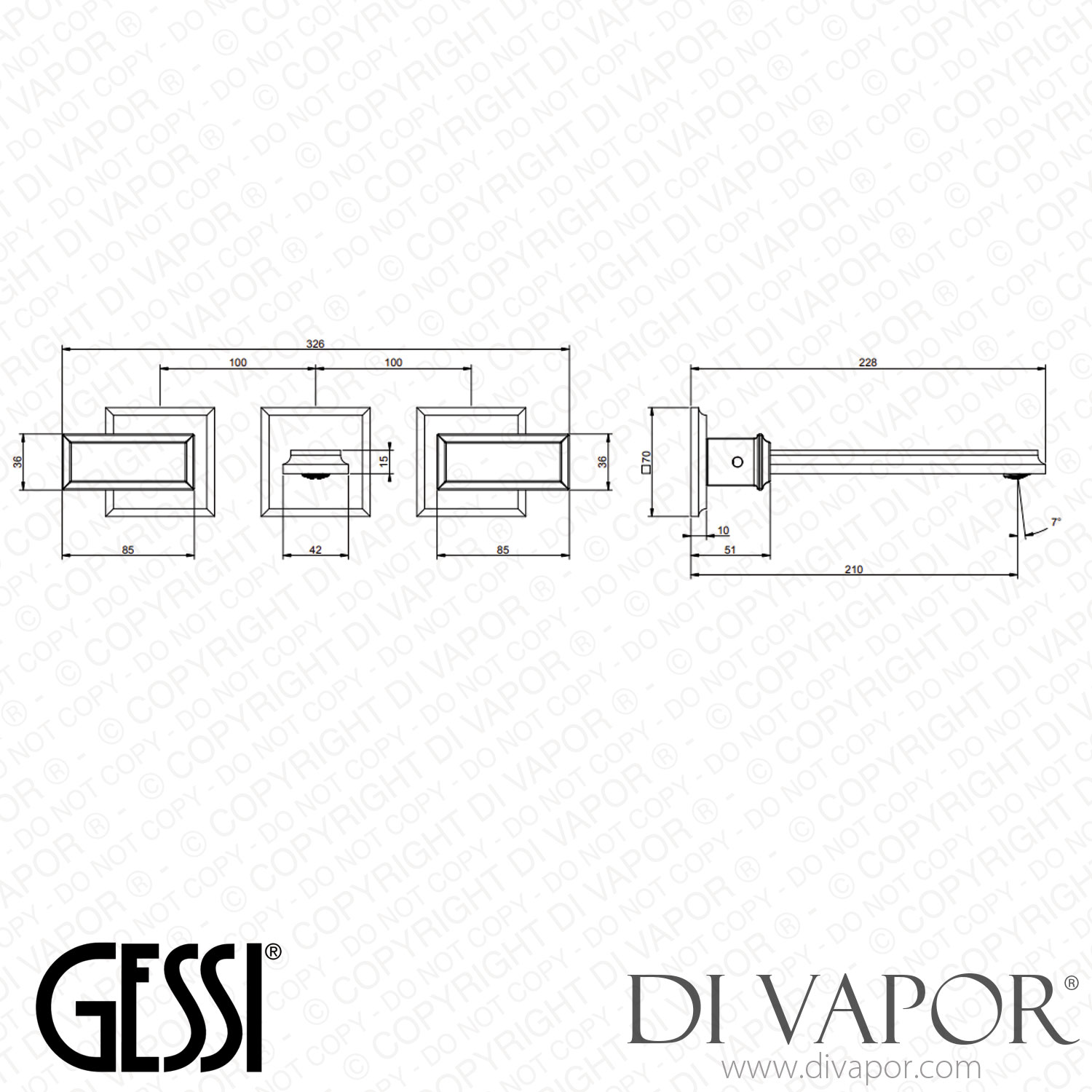 Gessi External Parts For Built-in Three-hole Basin Mixer With Spout ...
