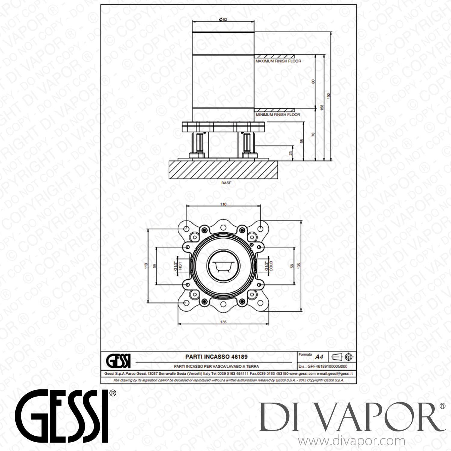 Gessi Built-in Part For Freestanding Basin/bath Mixer With Spout (Art ...