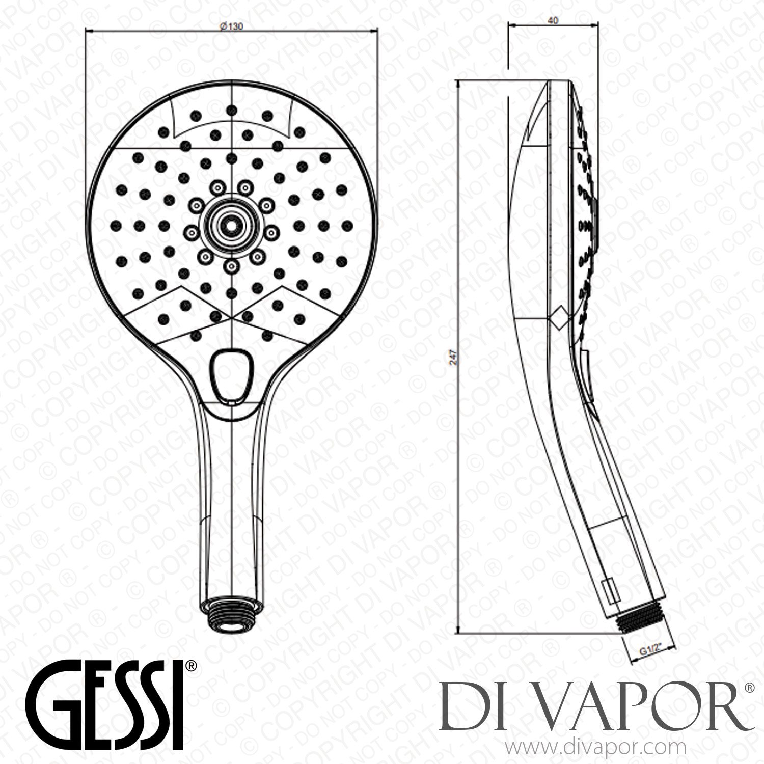 Gessi Three-jets Anti-limescale Hand Shower With Push Button Selector ...