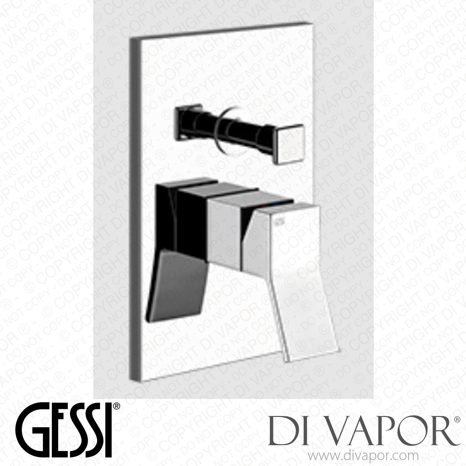 Gessi External Parts For Wall-mounted Mixer Two-way, Automatic Bath/ Shower Diverter (Art. 53079 ...