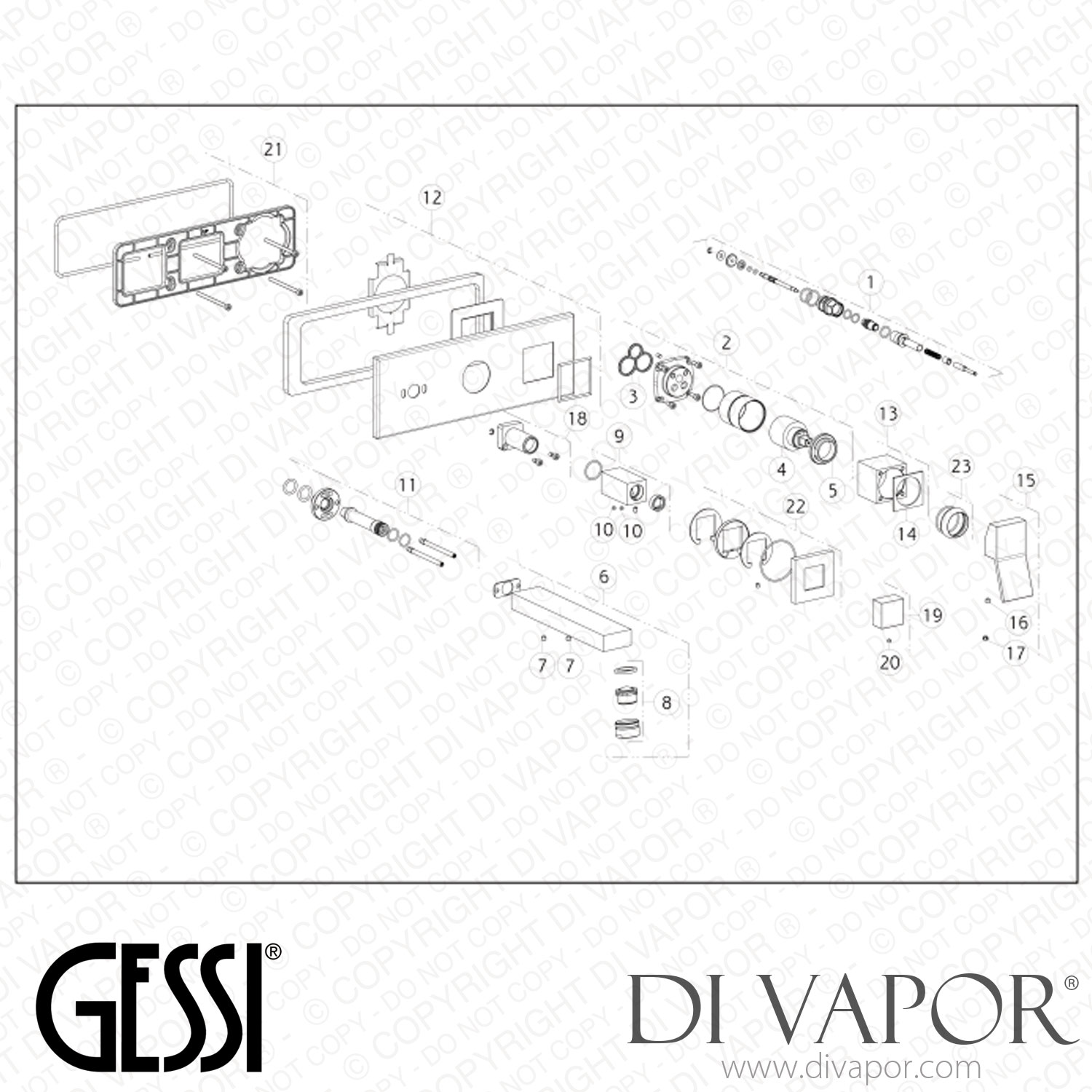 Gessi External Parts Wall-mounted For Shower Mixer, Two-way, Diverter ...