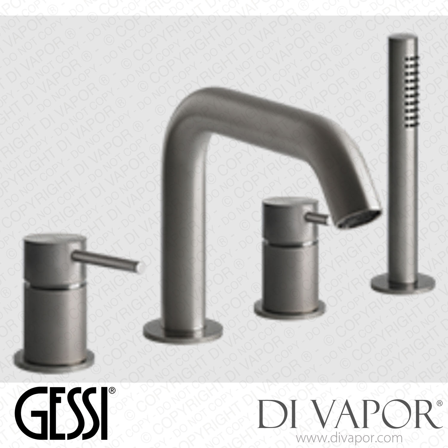 Gessi Four-holes Bath Mixer With Diverter, Tub-filler Spout And 1,50 M Flexible Hose And ...