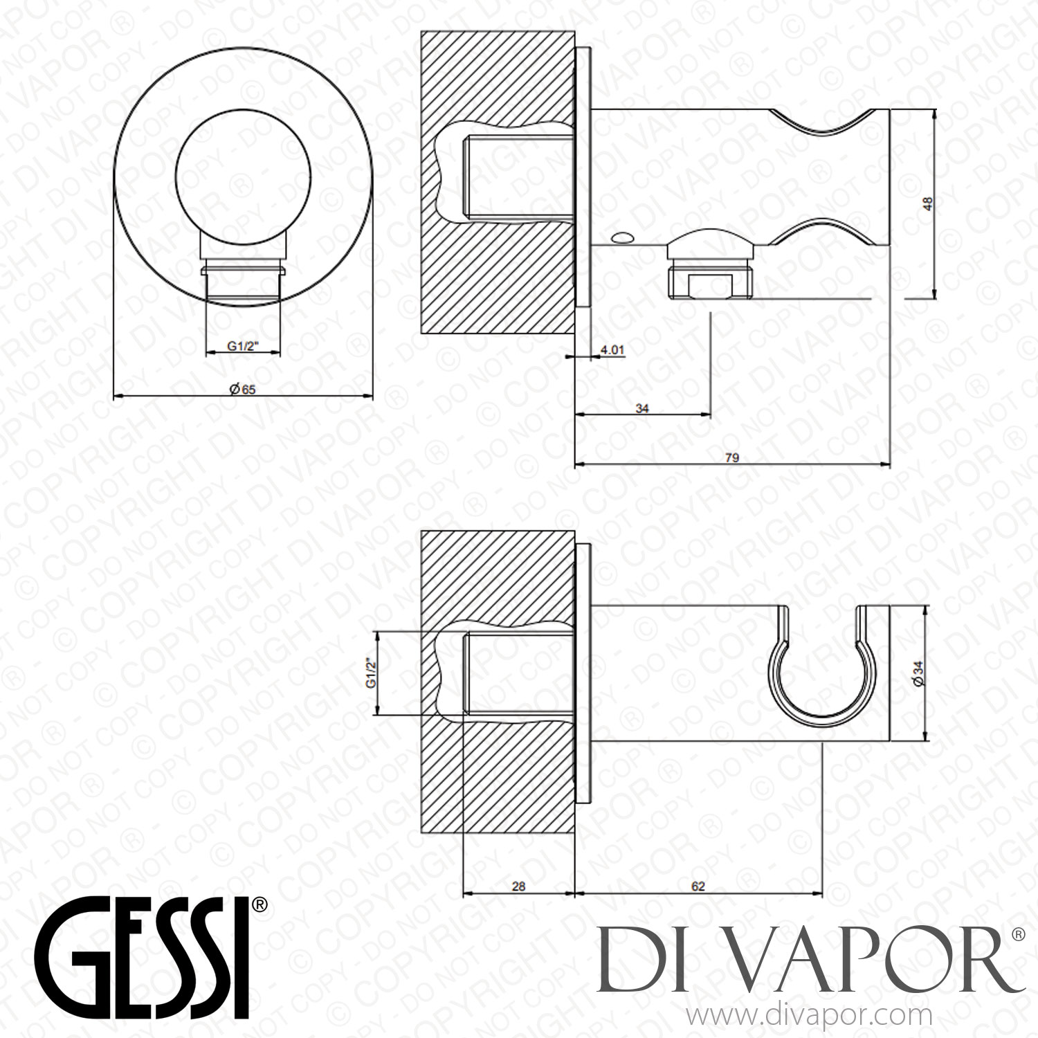 Gessi Water Outlet And Handshower Hook (Art. 54161) Spare Parts
