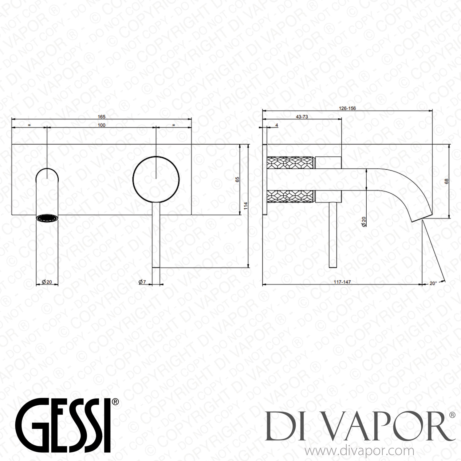 Gessi External Parts Basin Mixer, Medium Spout, Without Waste (Art ...