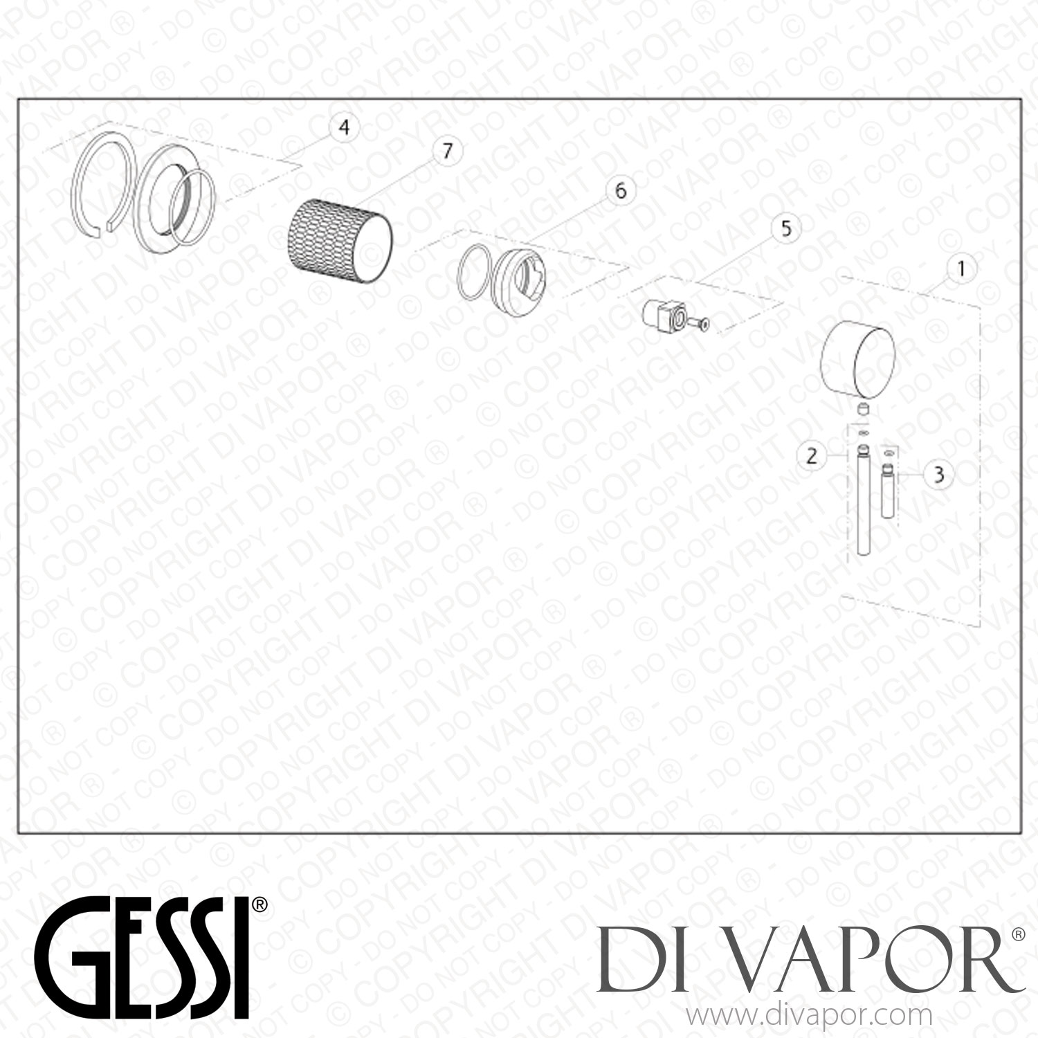 Gessi External Parts Mixer One-way Diverter (Art. 54219) Spare Parts