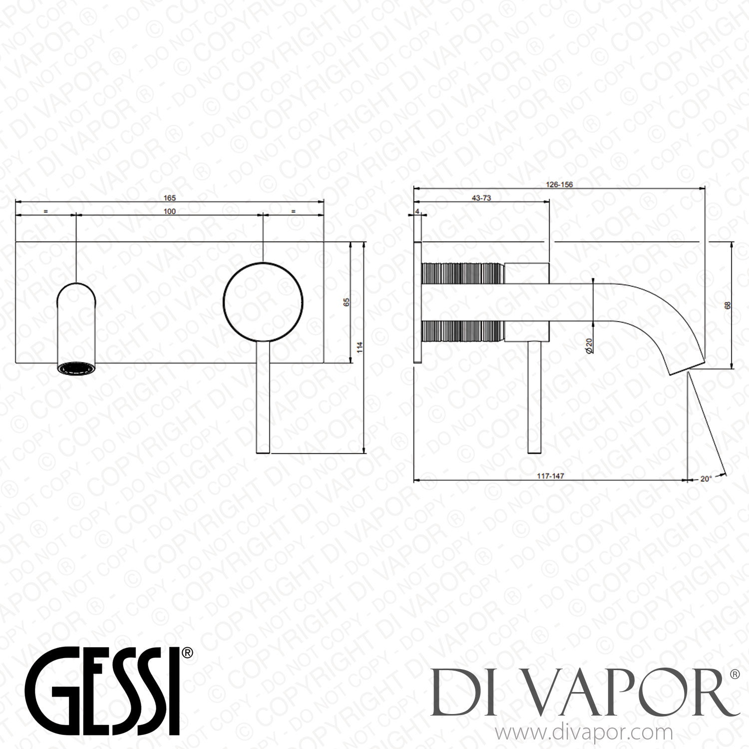 Gessi External Parts Basin Mixer, Medium Spout, Without Waste (Art ...