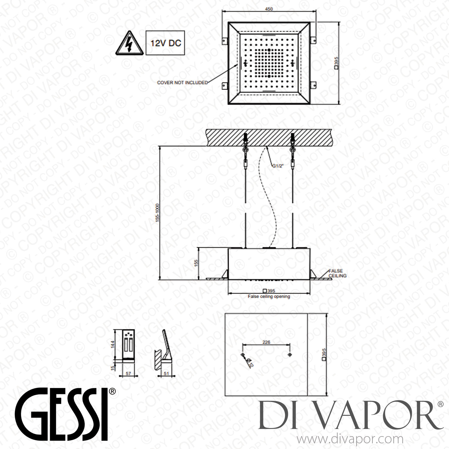 Gessi 300x300 Built-in Shower System, With Rainfall Function And ...