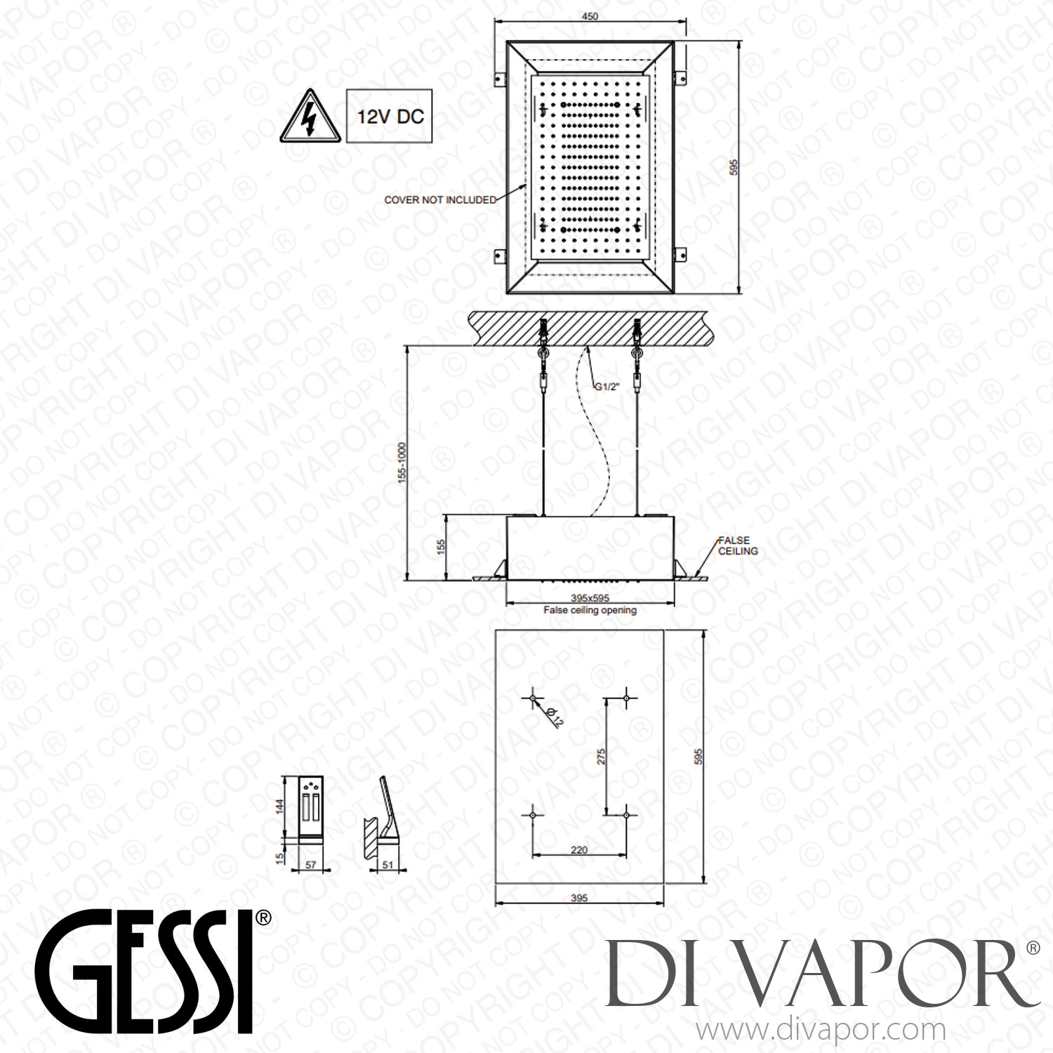 Gessi 300x500 Built-in Shower System, With Rainfall Function And ...