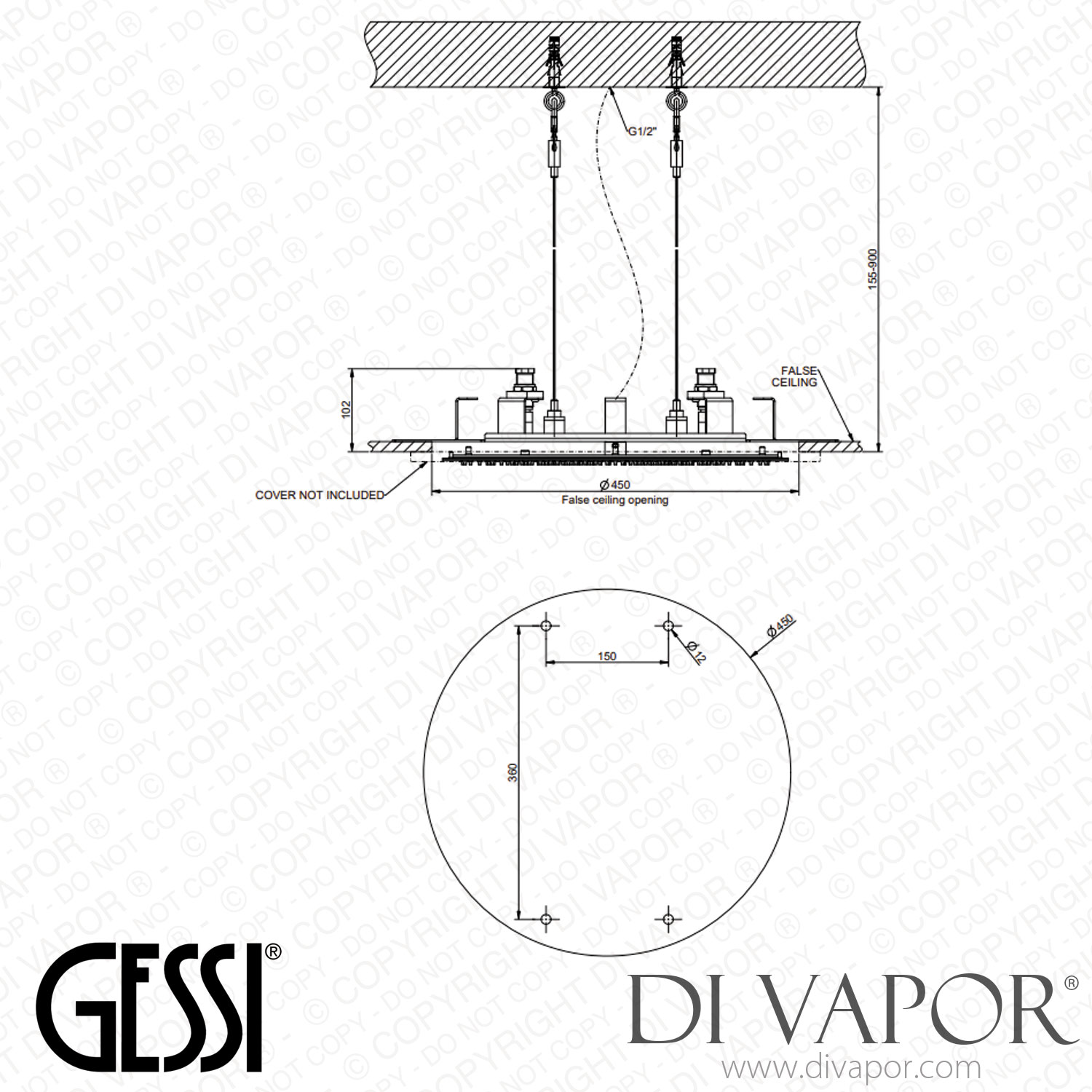 Gessi ?500 Shower System For False-ceiling Installation (Art. 57903 ...
