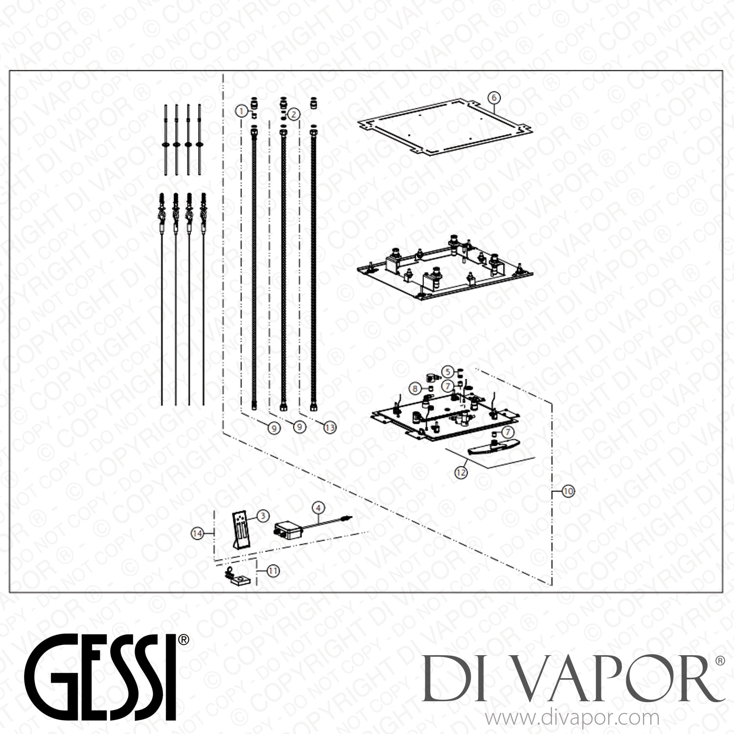 Gessi 500x500 Multifunction System With Rainfall/waterfall/mist Function And Chromotherapy ...