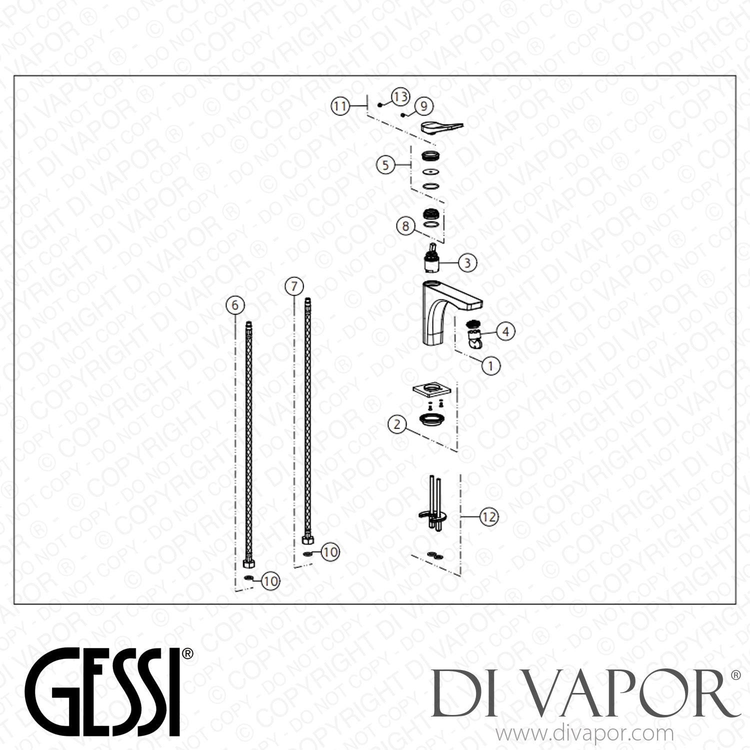 Gessi Basin Mixer, Flexible Hoses With 3/8 Inch Connections, Without ...