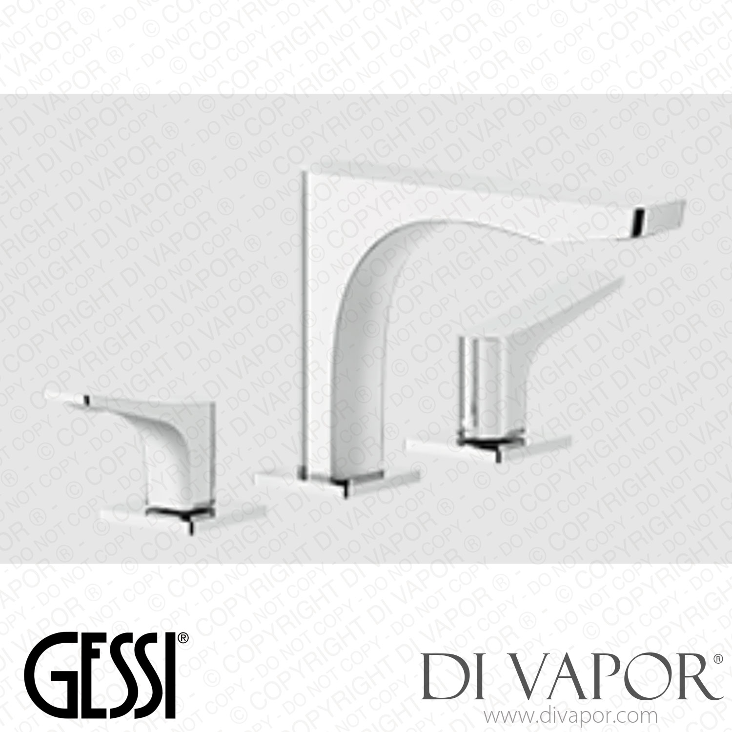 Gessi Three-hole Basin Mixer With Spout, Flexible Hoses With 3/8 Inch ...