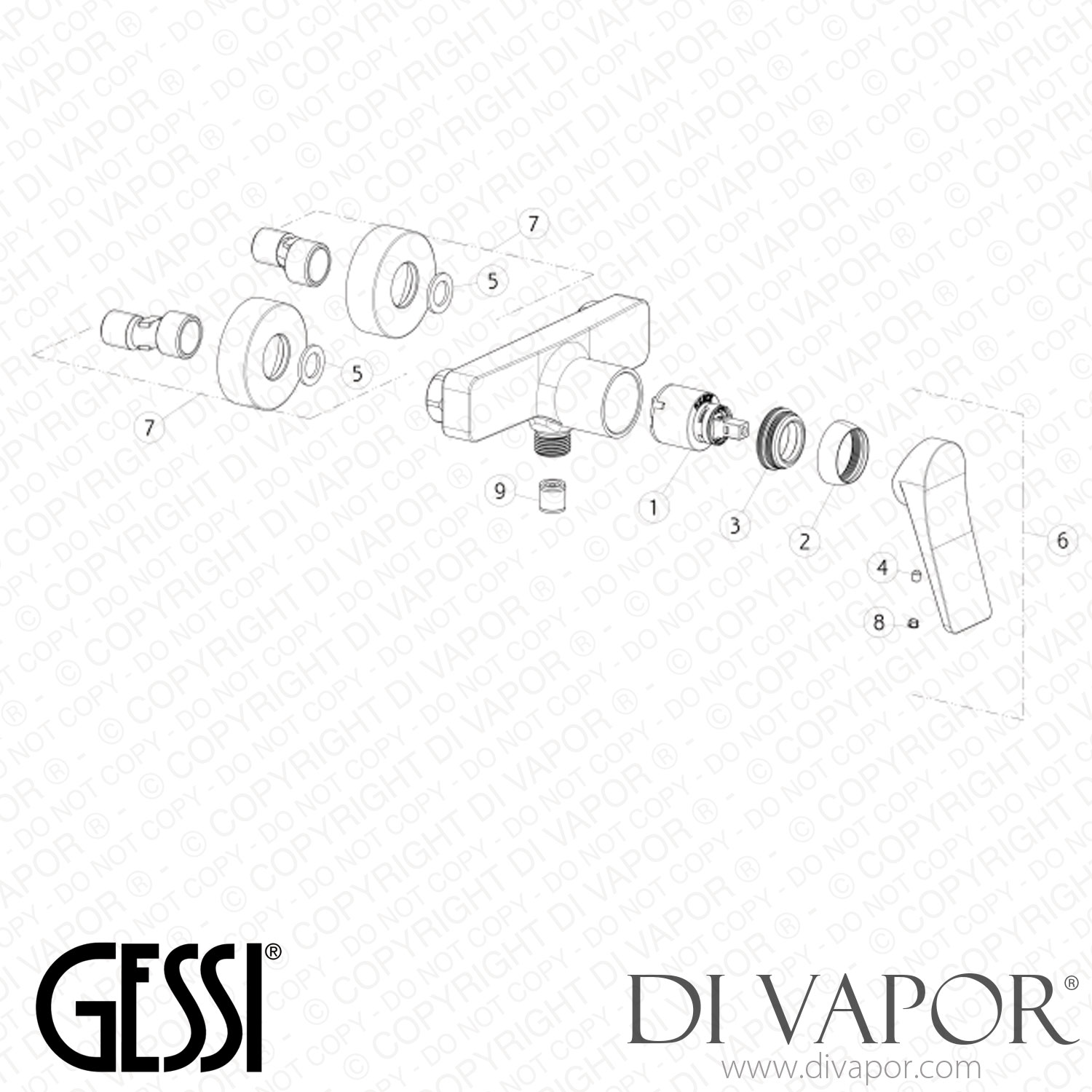 Gessi External Shower Mixer (Art. 59031) Spare Parts