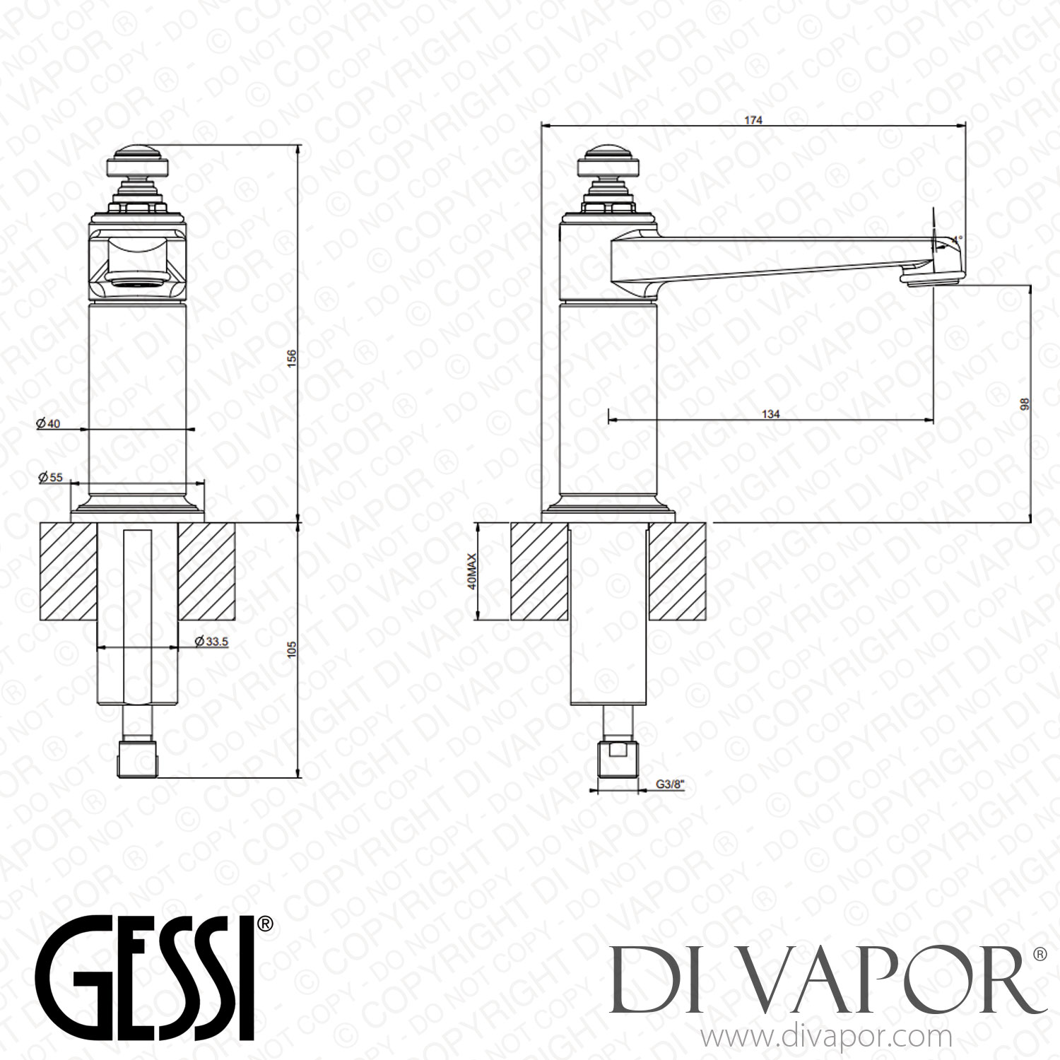 Gessi Medium Basin Spout (Art. 65023) Spare Parts