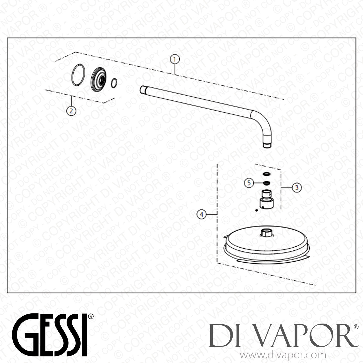 Gessi Wall-mounted Adjustable Showerhead (Art. 65148) Spare Parts