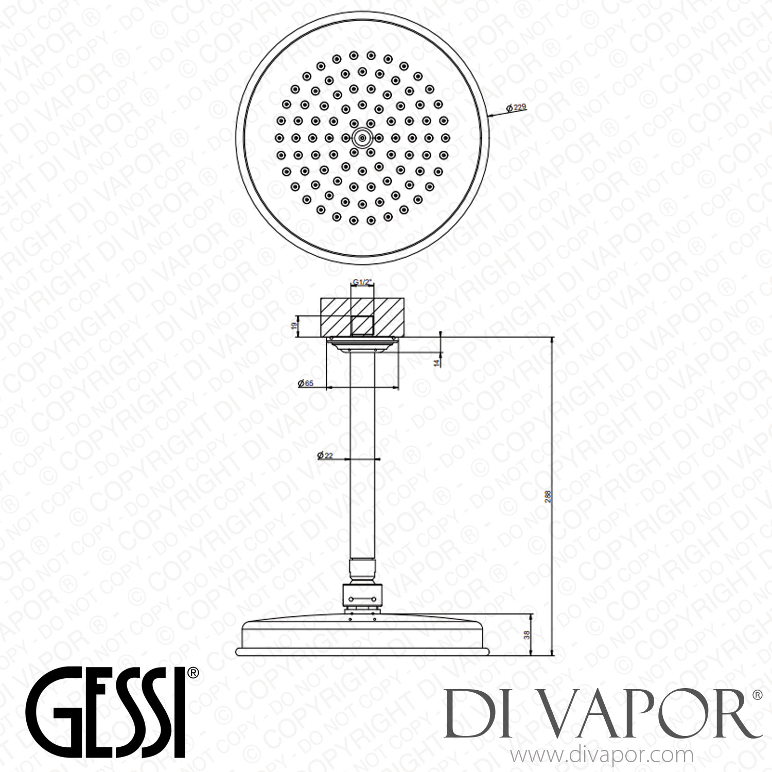 Gessi Ceiling-mounted Adjustable Showerhead (Art. 65152) Spare Parts