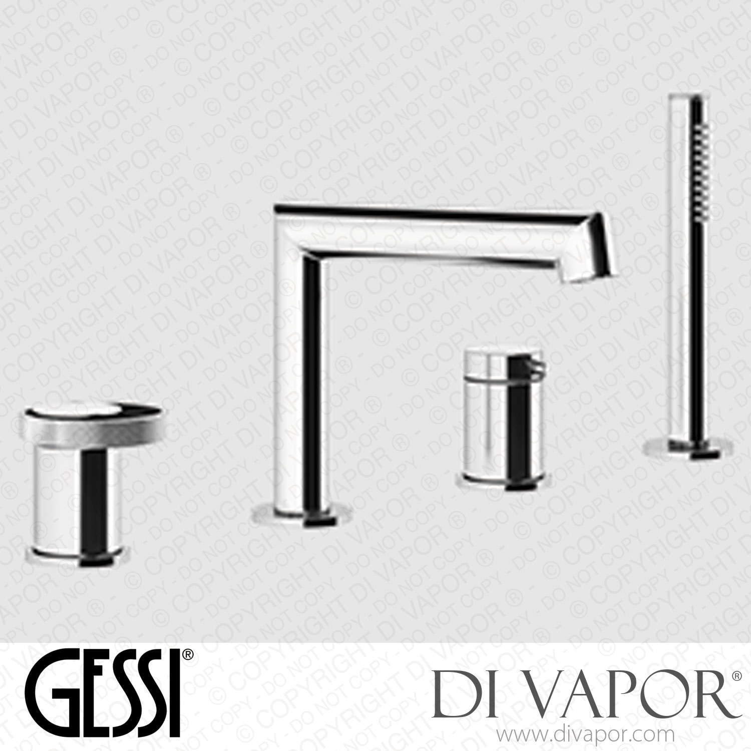 Gessi Four-holes Bath Mixer With Diverter, Tub-filler Spout And 1,50 M Flexible Hose And ...