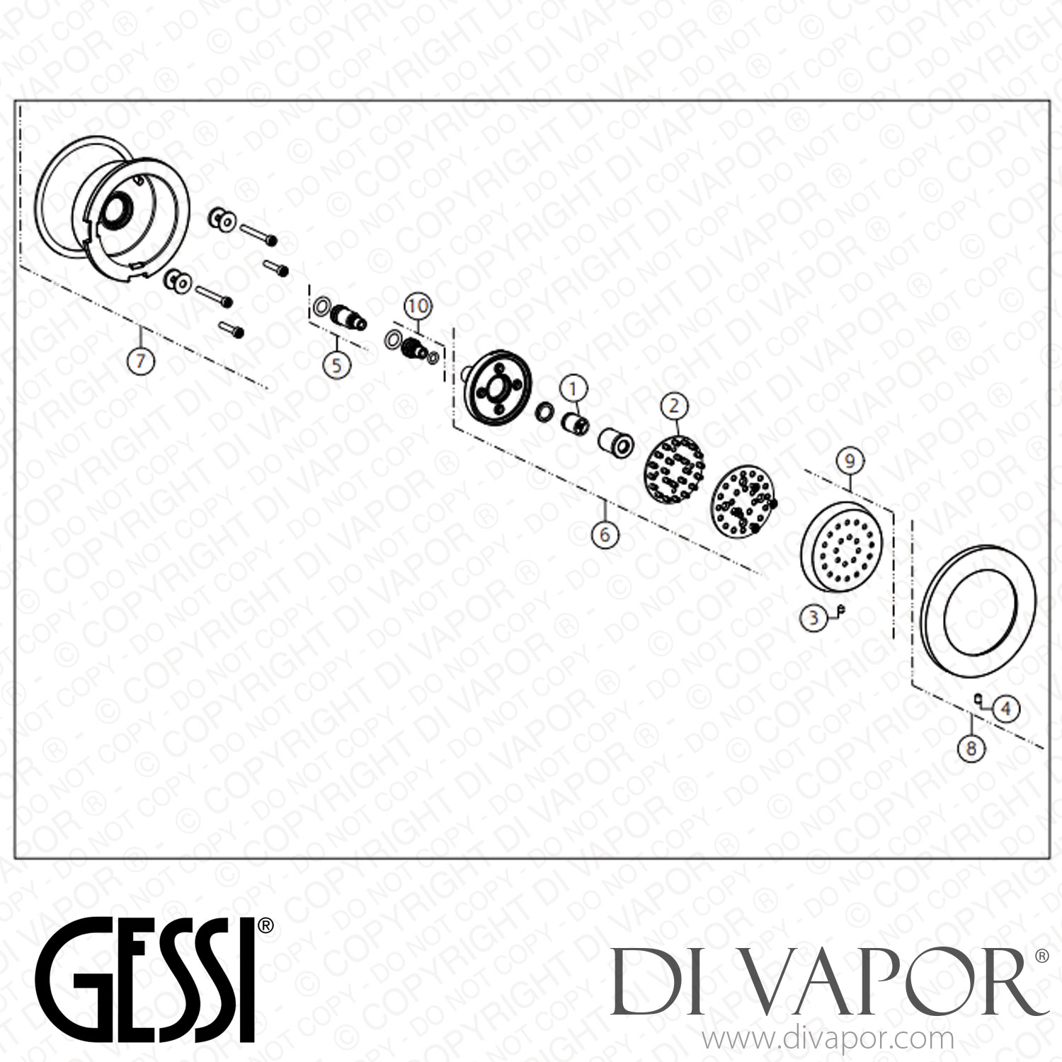 Gessi External Parts For Adjustable Lateral Body Jet (Art. 32982) Spare ...