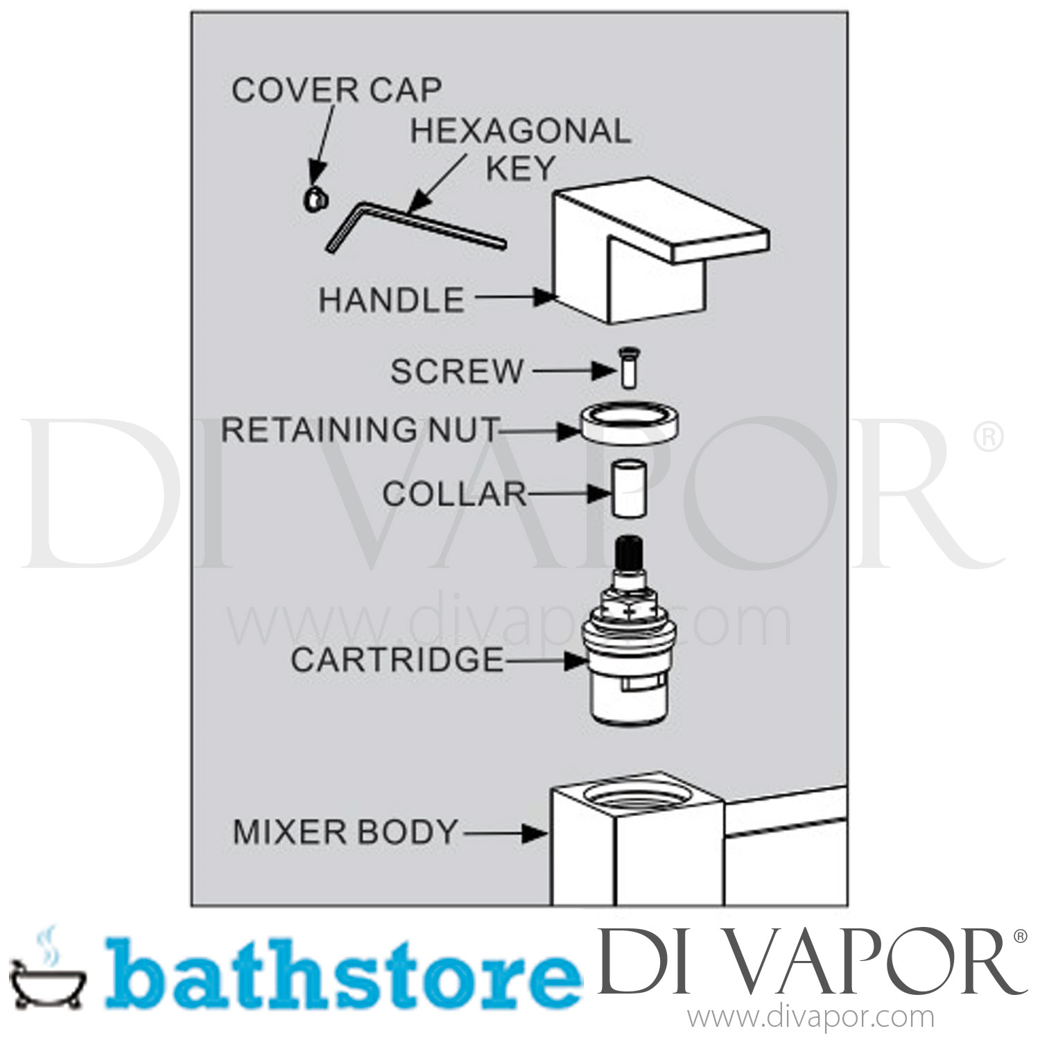 Bathstore Blade Chrome Deck Mounted Bath Tap Spare Parts - B DV 103