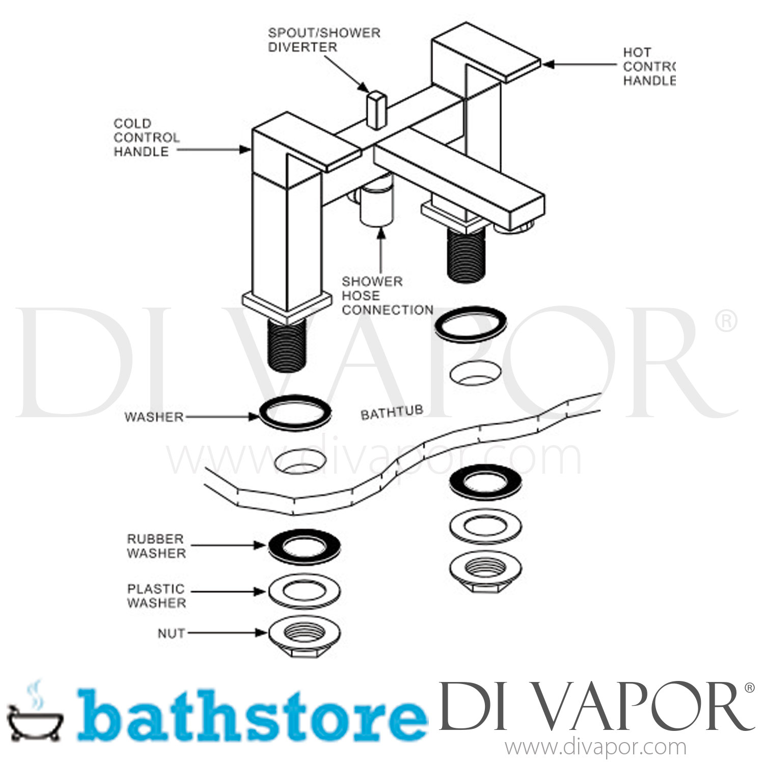 Bathstore Blade Chrome Deck Mounted Shower Mixer Tap Spare Parts - B DV 115
