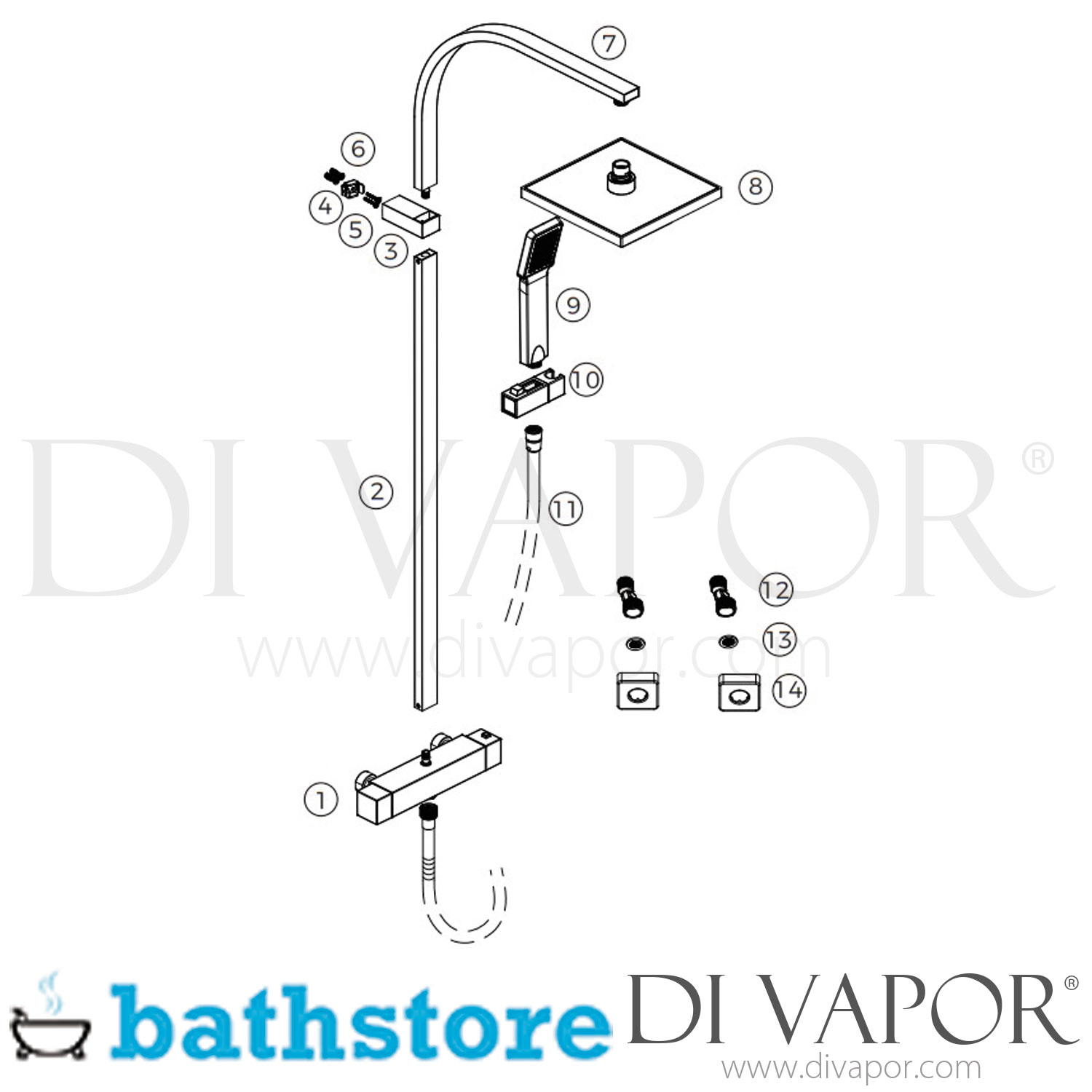 Bathstore Aero Brished Brass Exposed Thermostatic Shower System Spare Parts - B DV 193