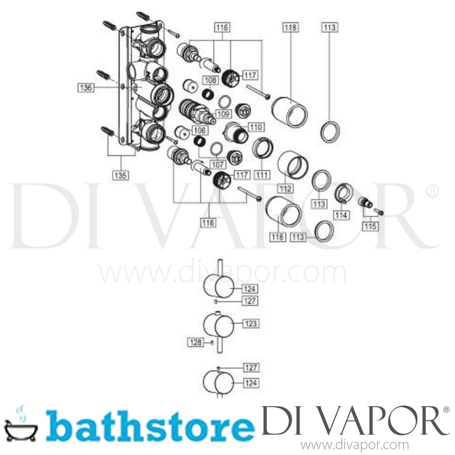 Bathstore Forge Stainless Steel Concealed Triple Thermostatic Horizontal Shower Valve Spare ...