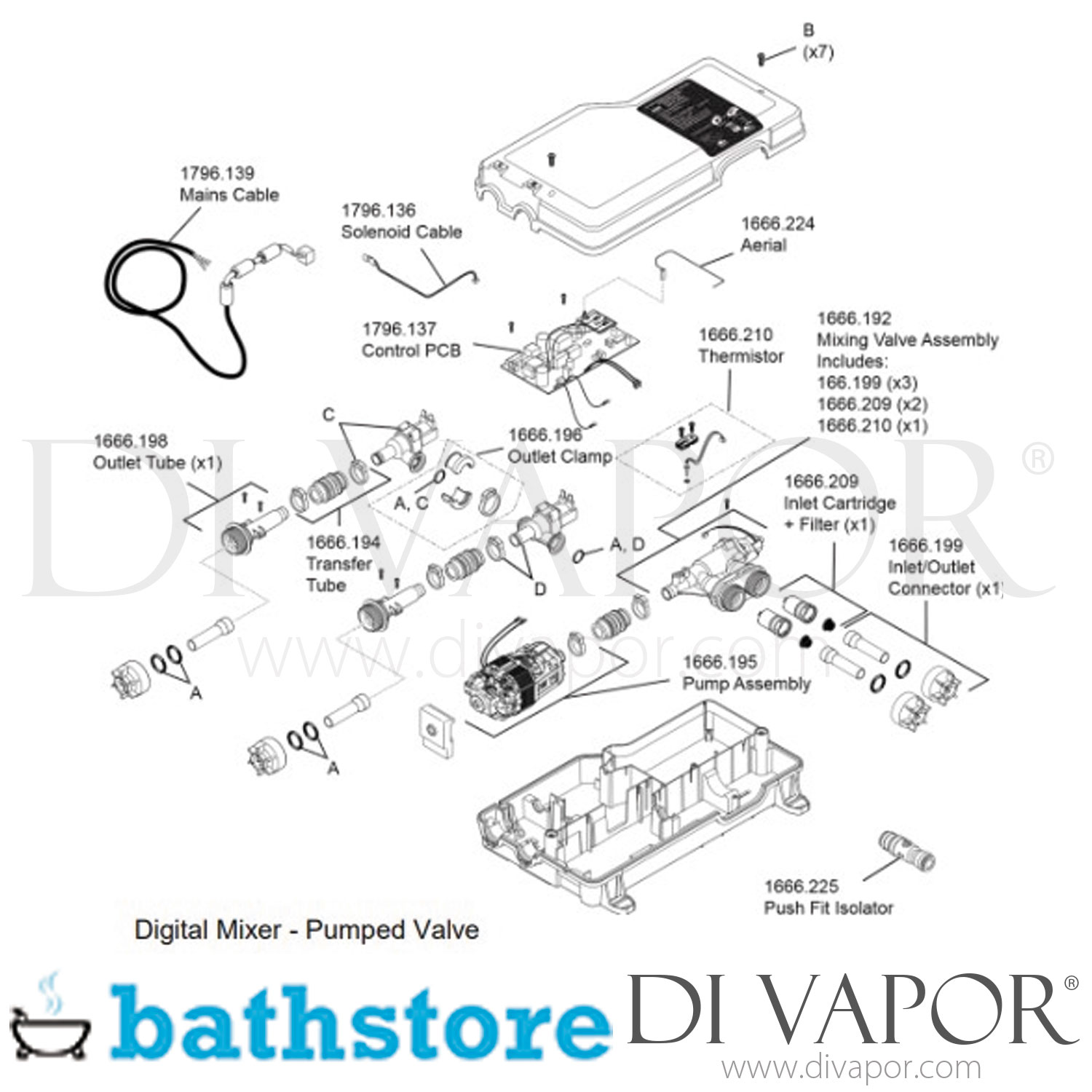 Bathstore Mira Vier Dual Digital Shower Pumped Rear Fed Spare Parts - B ...