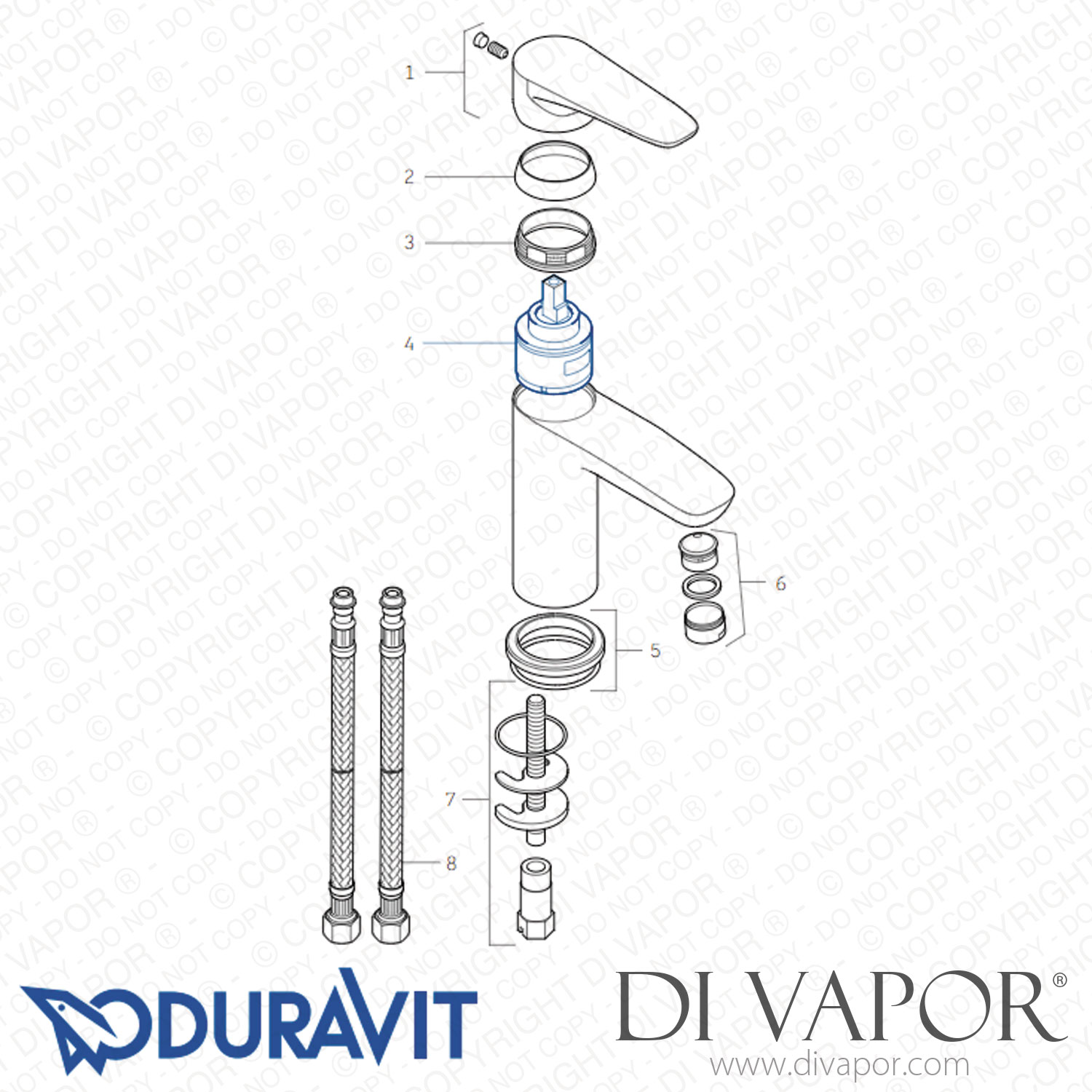 Duravit B.1 Single Lever Basin Mixer S (B11010002010) Spare Parts