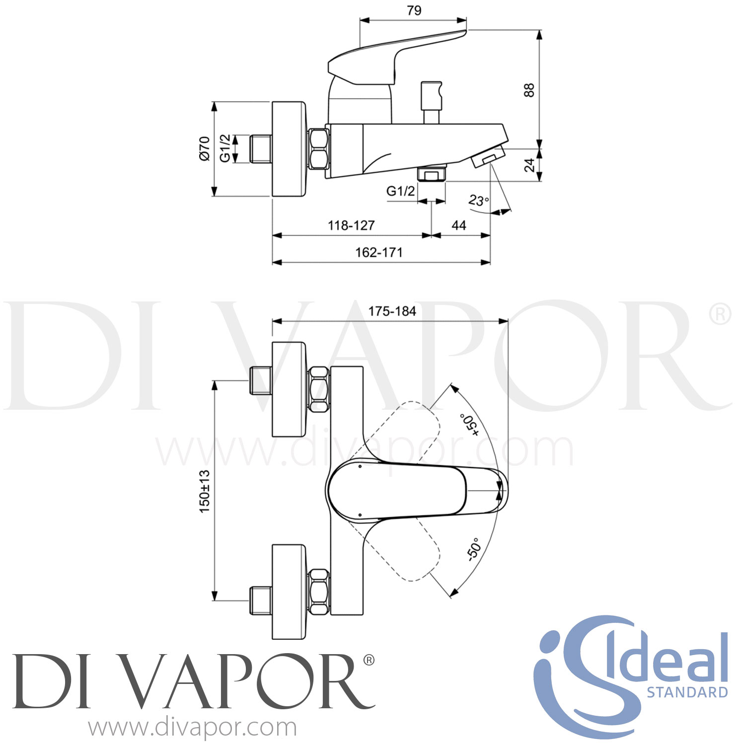 Ideal Standard B1721AA Ceraflex Bath & Shower Mixer Wall-Mounted Spare ...