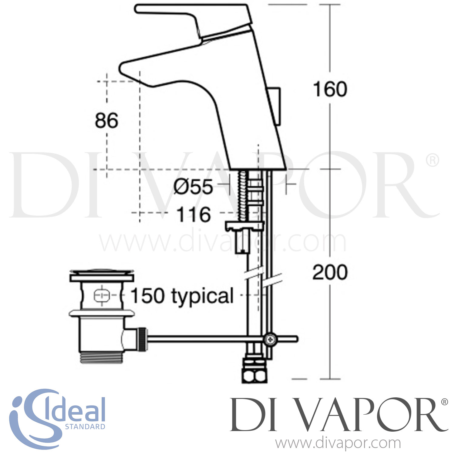 Ideal Standard B8062AA Active Single Lever One Taphole Basin Mixer with ...