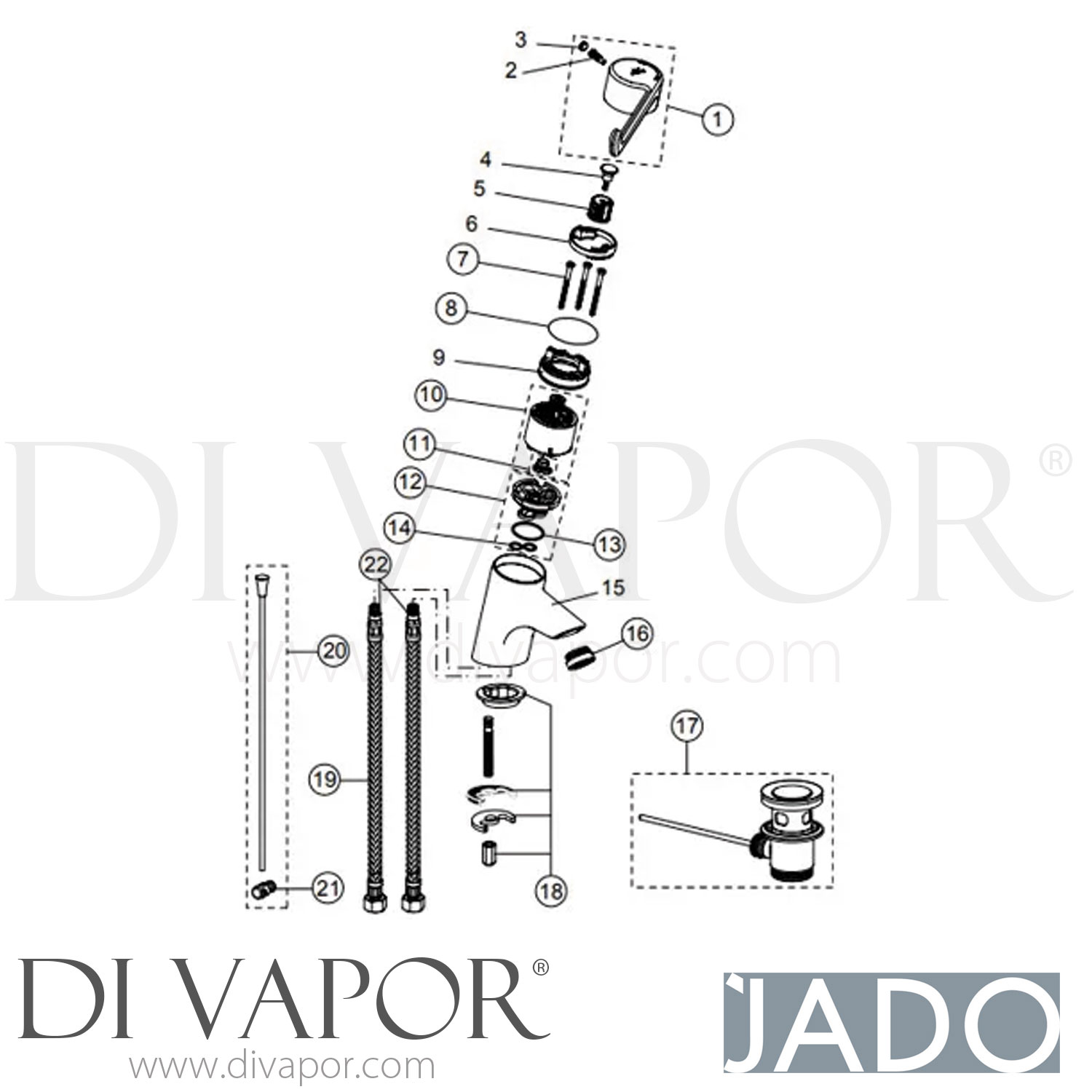 Jado B8219AA CeraPlus Basin Mixer with Waste Spare Parts