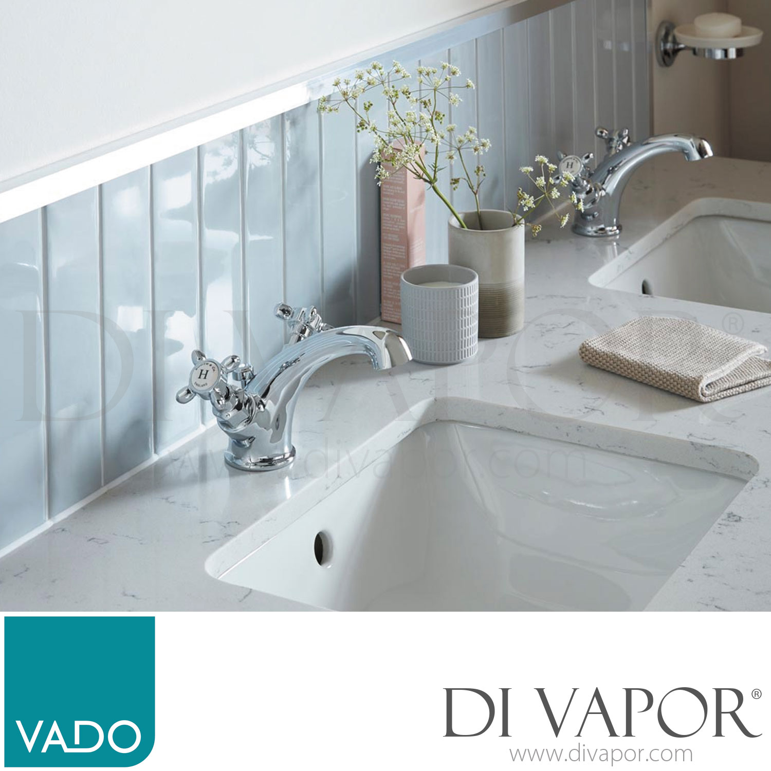 VADO BC-AXB-100-CP Axbridge Cross Handle Mono Basin Mixer with Pop-Up ...