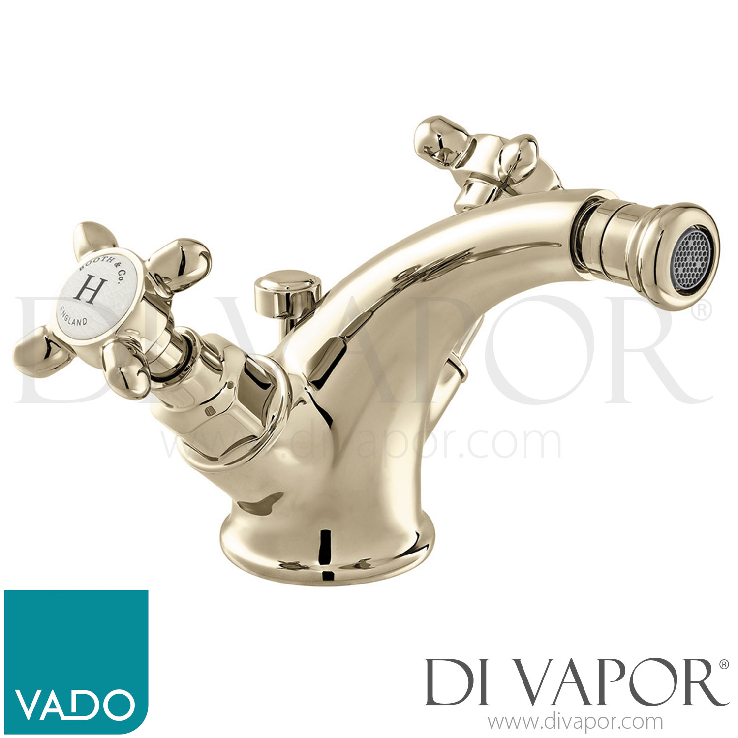VADO BC-AXB-110-BN Axbridge Cross Handle Mono Bidet Mixer with Pop-Up ...