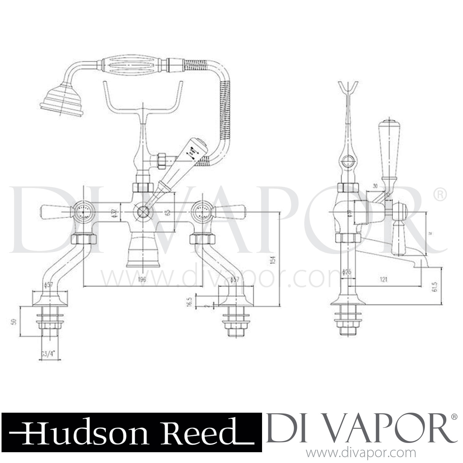 Hudson Reed Topaz Black Lever Deck Mounted Bath Shower Mixer Tap ...