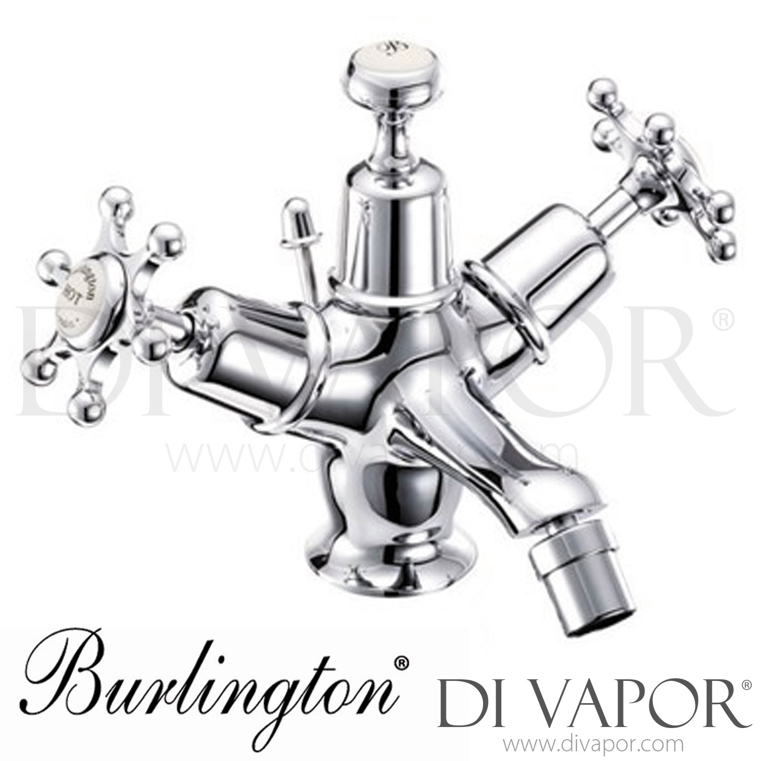 Burlington BI13 MED Birkenhead Bidet Mixer Tap with Pop-Up Waste Spare ...