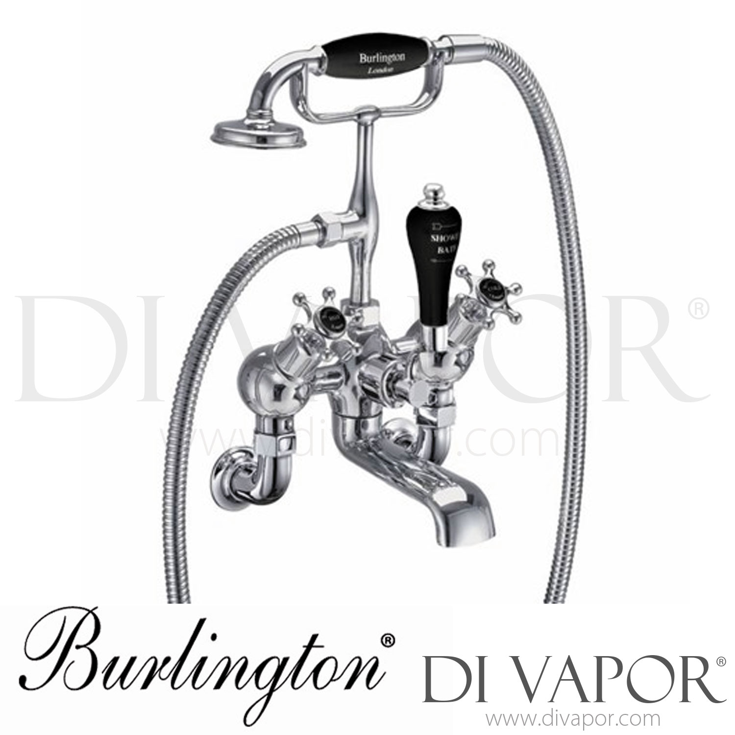 Burlington BI21 BLA Birkenhead Wall Mounted Angled Bath Shower Mixer ...