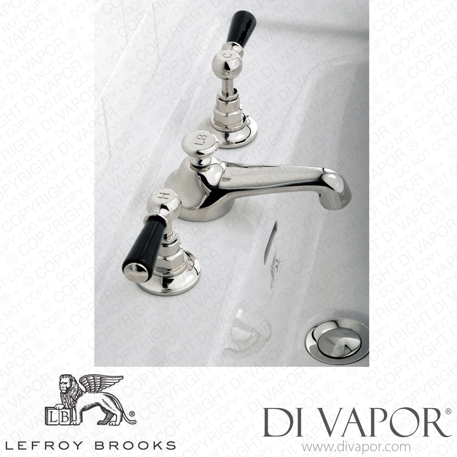 Lefroy Brooks Classic Basin Mixer With Black Levers And Pop-up Waste ...