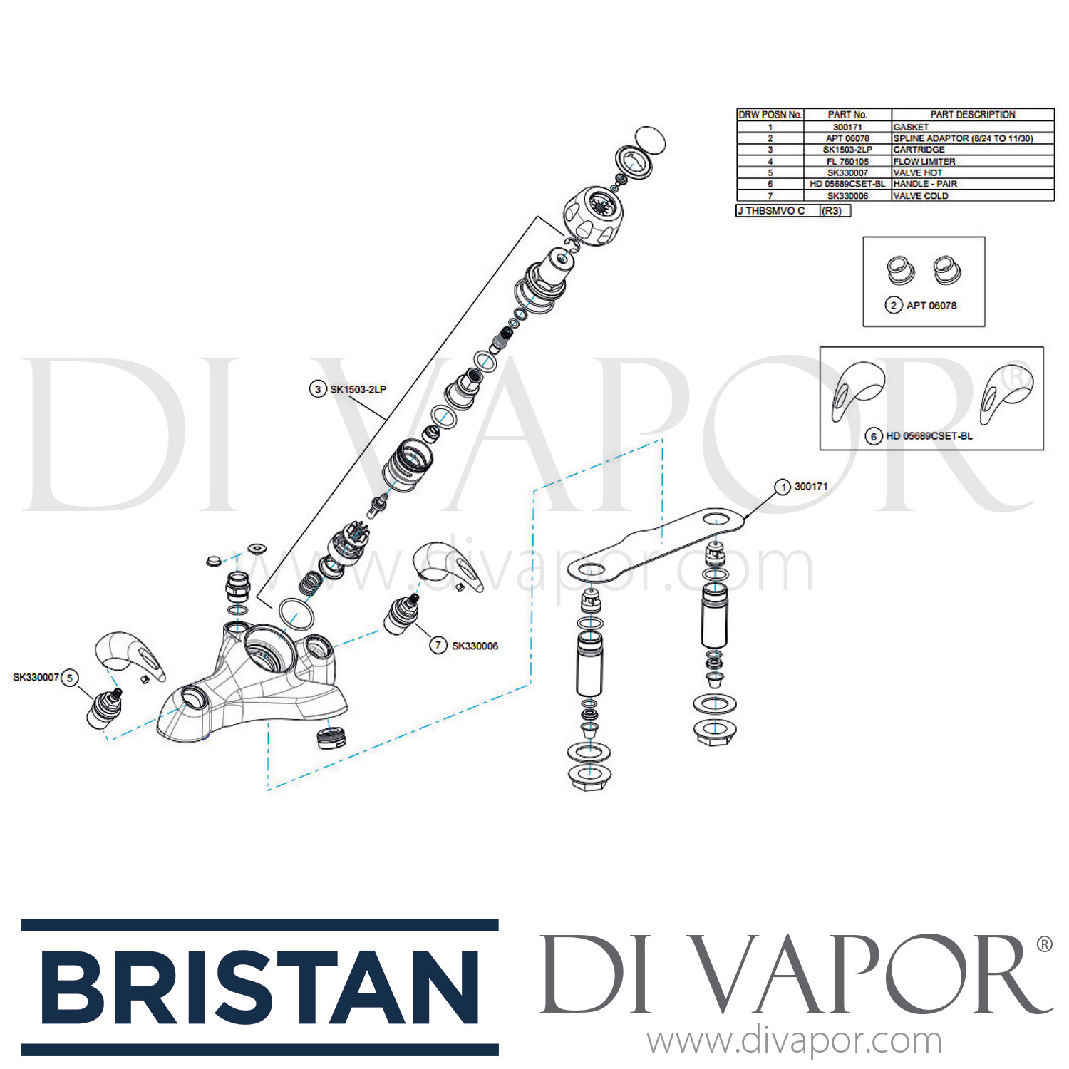 Bristan J THBSMVO C Java Bath Filler with Thermostatic Shower Spare ...
