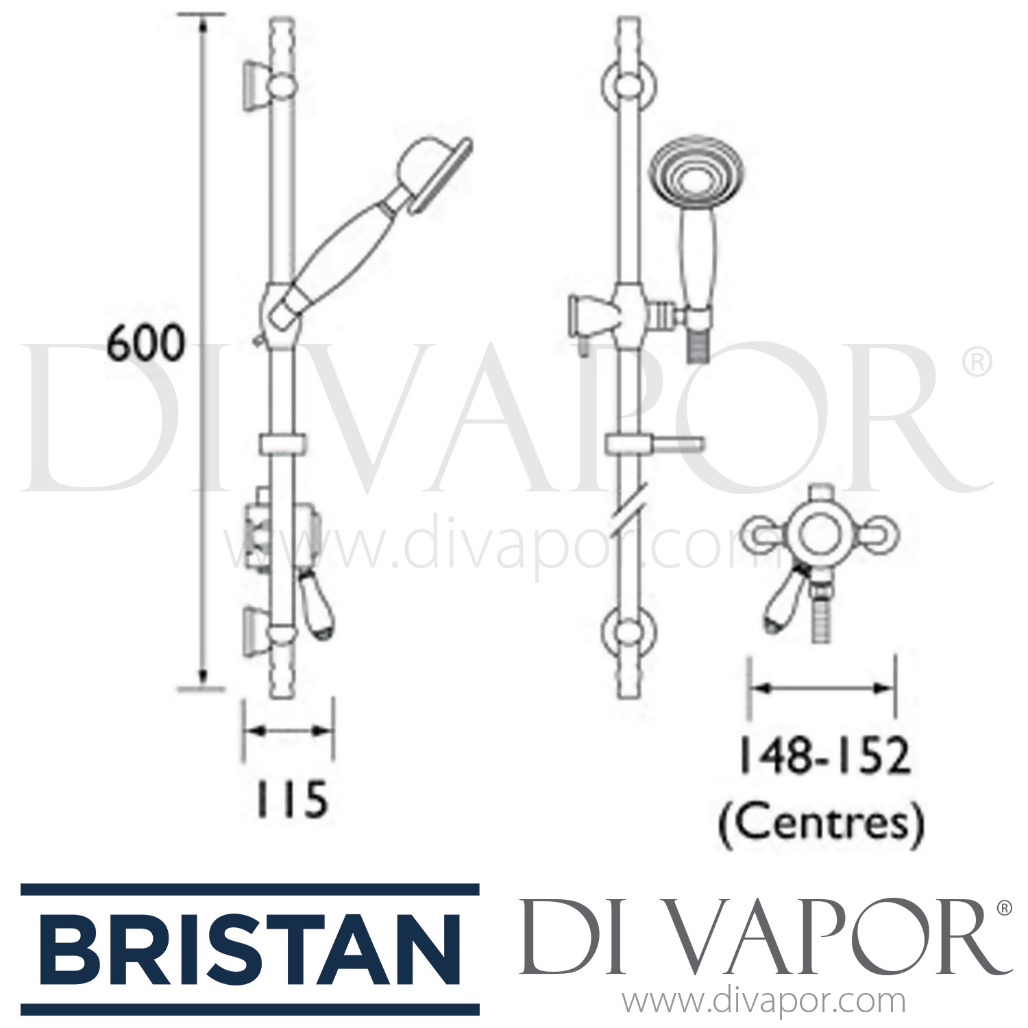 Bristan Colonial Single Sequential Thermostatic Valve & Adjustable ...