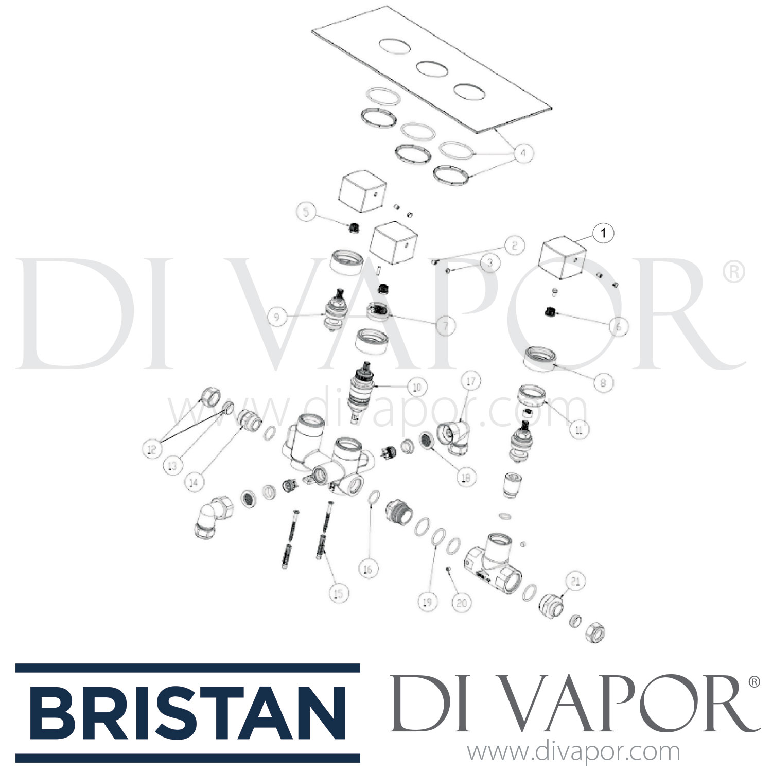 Bristan JS2 Thermostatic Recessed Shower Valve with Two Stopcocks Spare ...