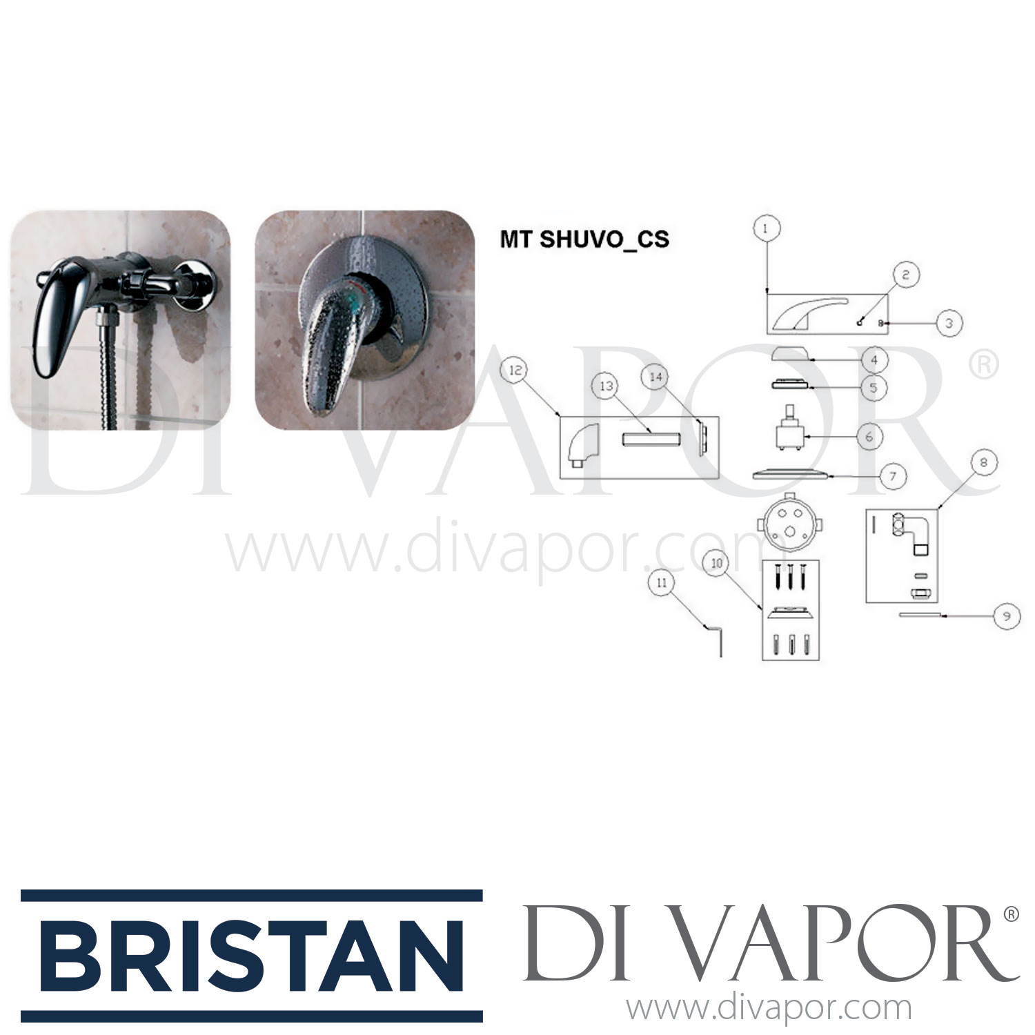 Bristan MT SHUVO CS Matrix Shower Valve Spare Parts - BR DV 216