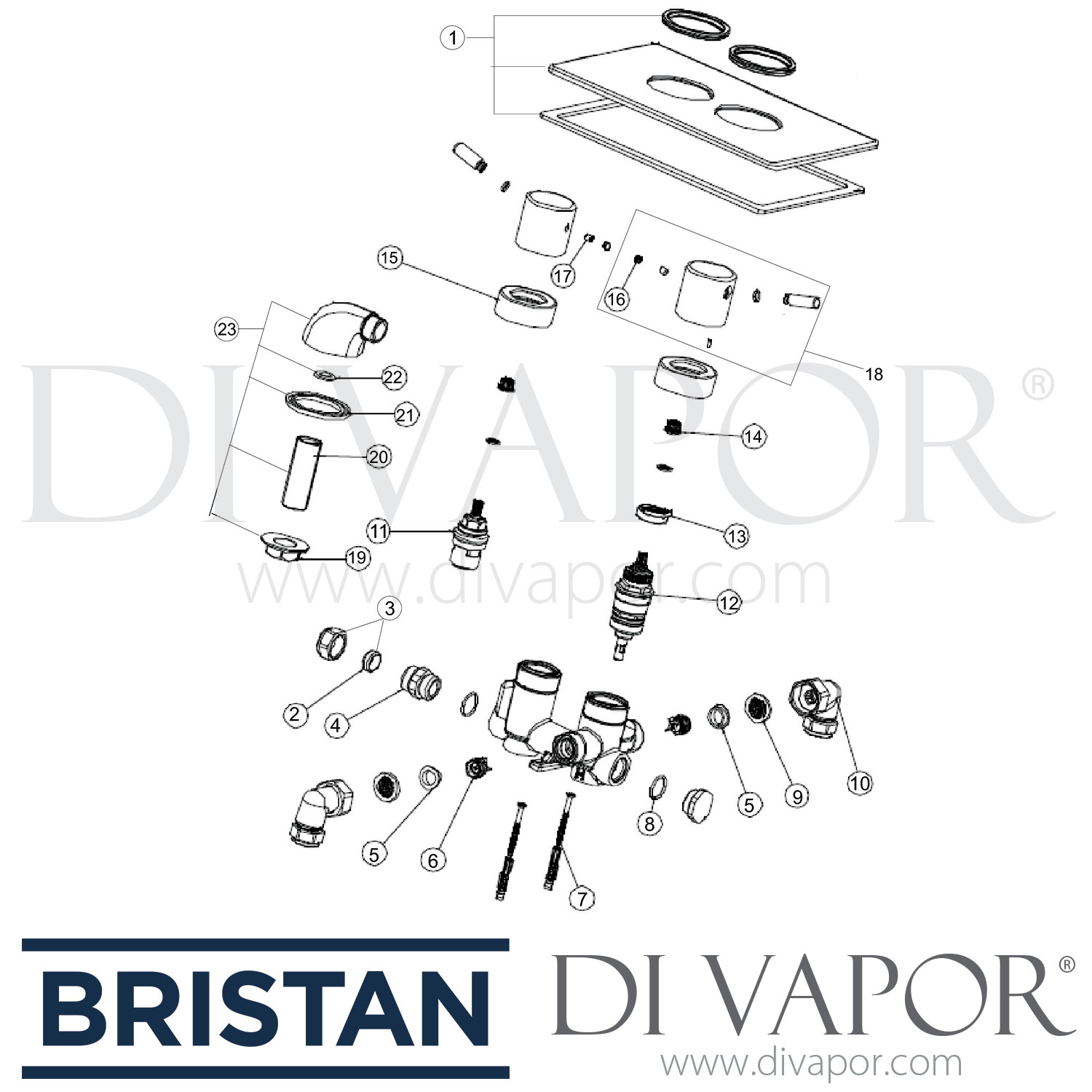 Bristan Prism Concealed Dual Control Shower Spare Parts - BR DV 234