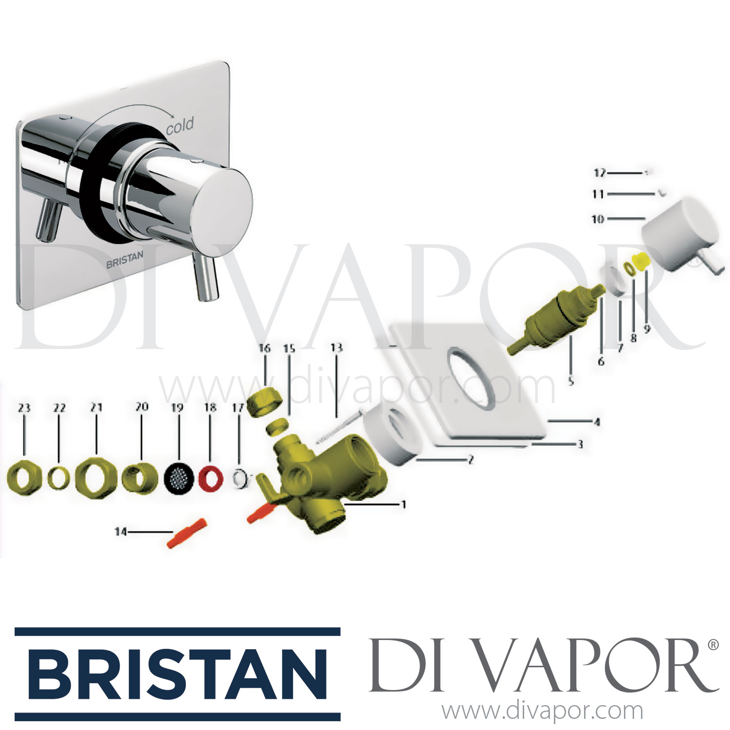 Bristan Prism Thermostatic Blending Valve Shower Spare Parts - BR DV 247