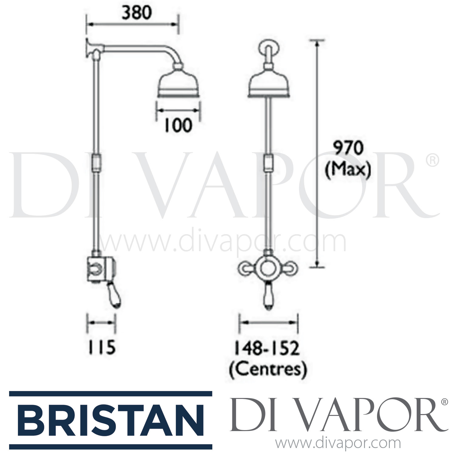 Bristan Colonial Manual Surface Mounted Shower with Rigid Riser Spare ...