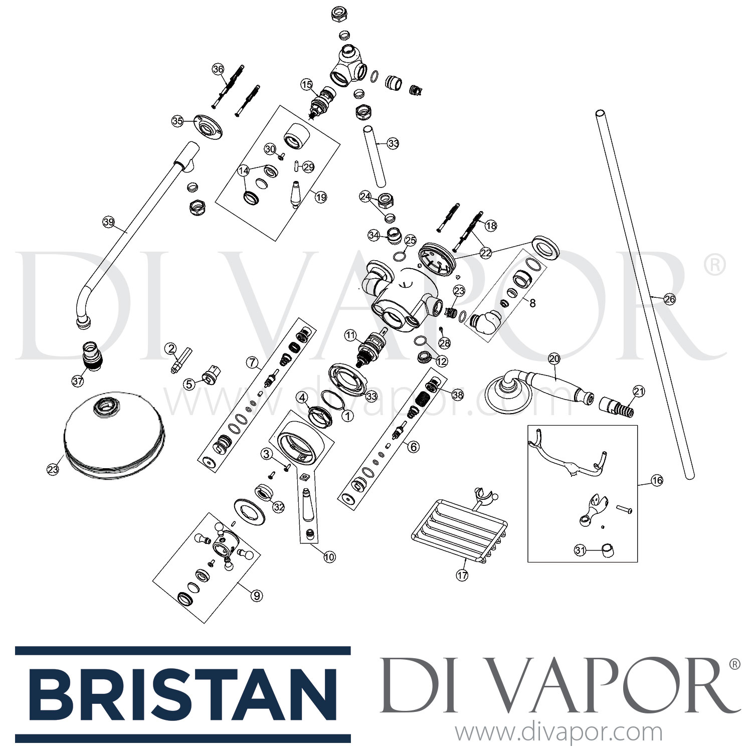 Bristan Trinity Thermostatic Surface Mounted Shower with Rigid Riser ...
