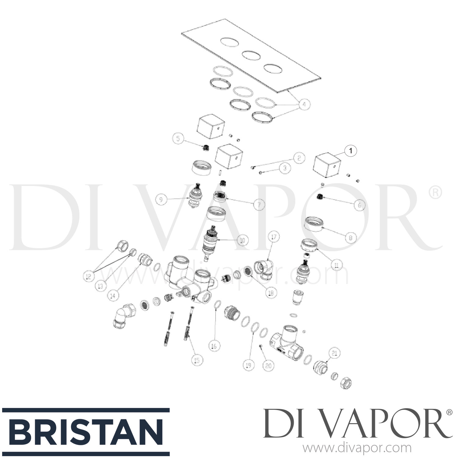 Bristan JS2 Thermostatic Recessed Shower Valve with Two Stop Cocks ...