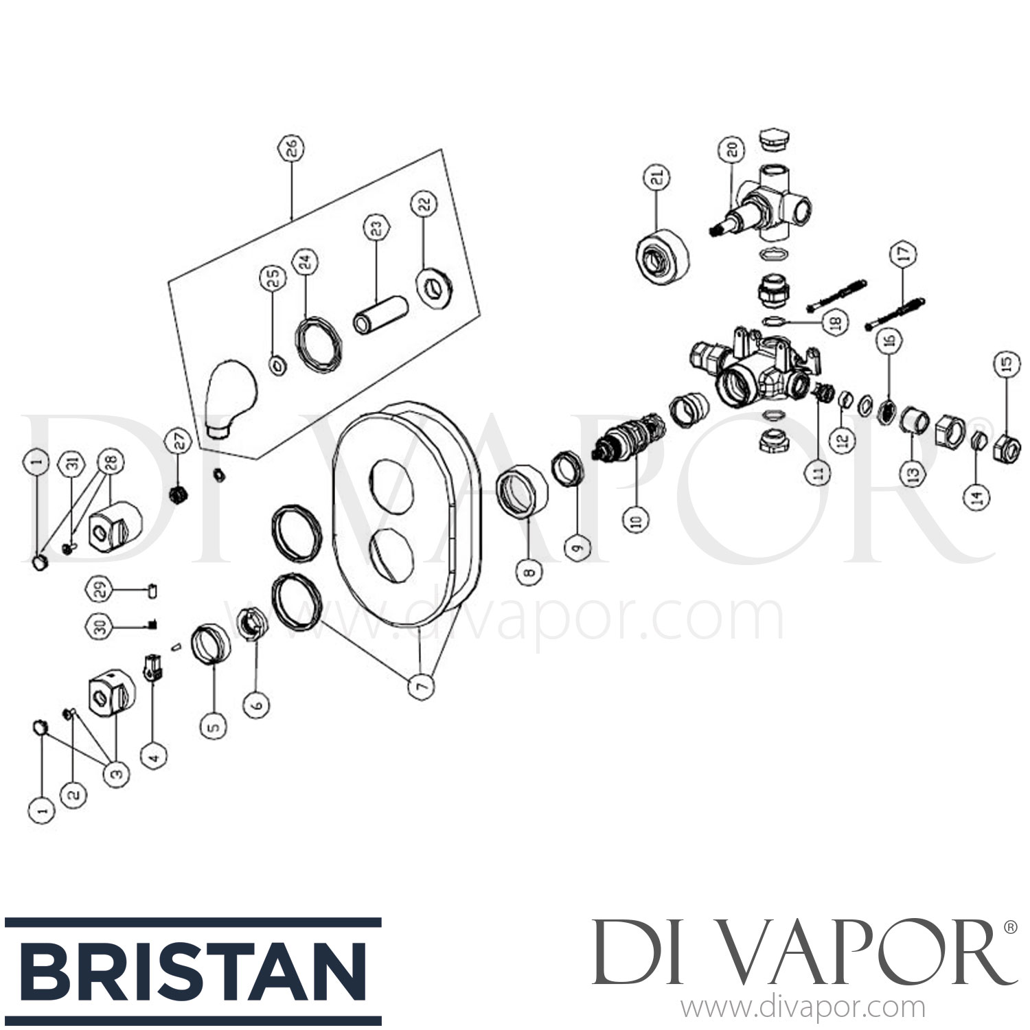 Bristan Artisan Recessed Dual Control Shower with Diverter Spare Parts ...