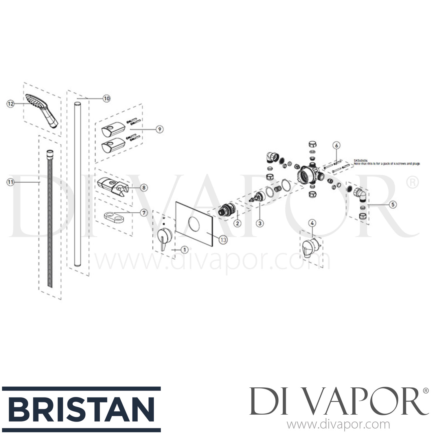 Bristan SOQ2 SHCAR C Sonique 2 Concealed Mixer Shower Spare Parts - BR ...